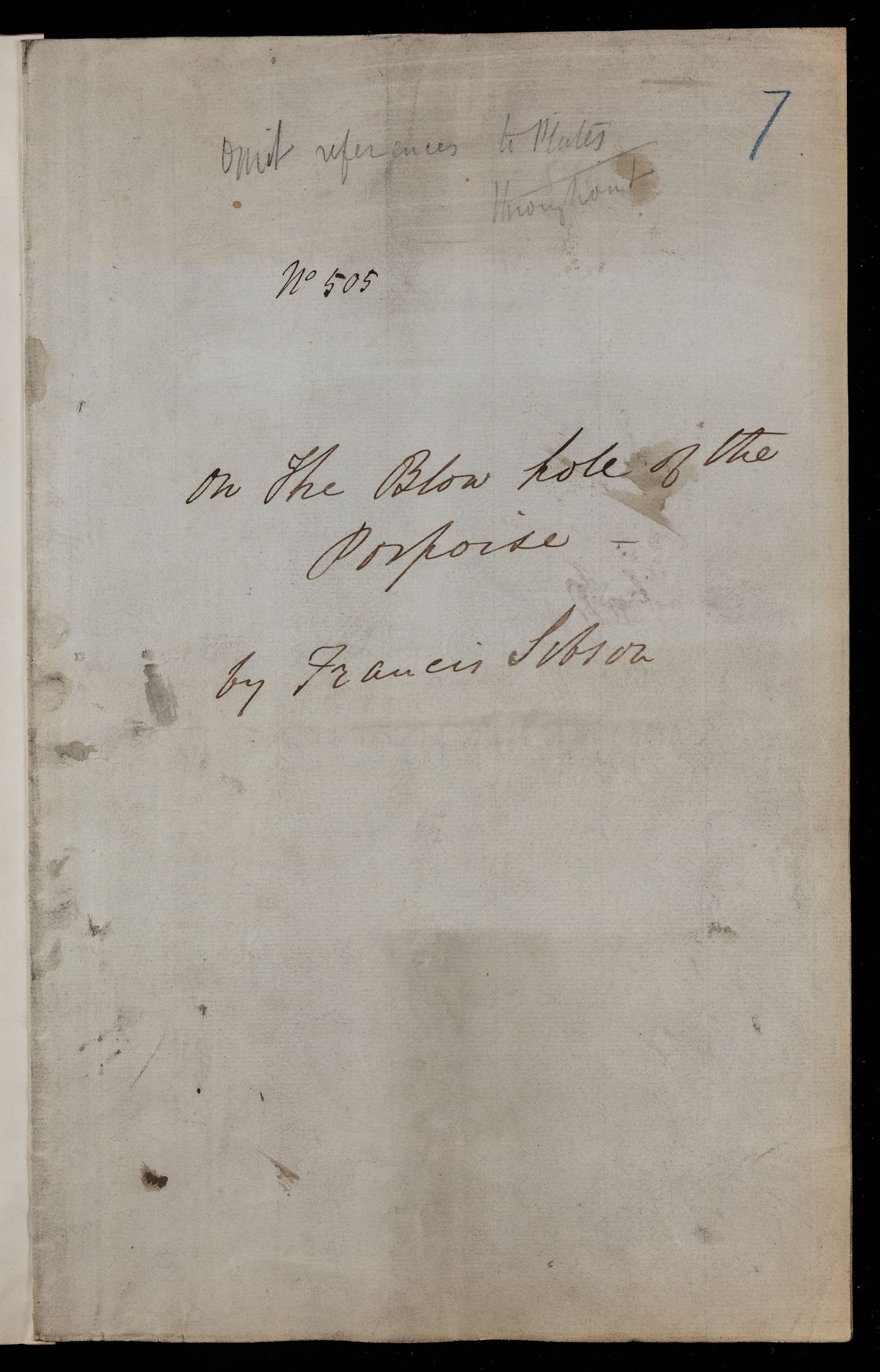 Paper, 'On the blow hole of the porpoise' by Francis Sibson | The Royal ...