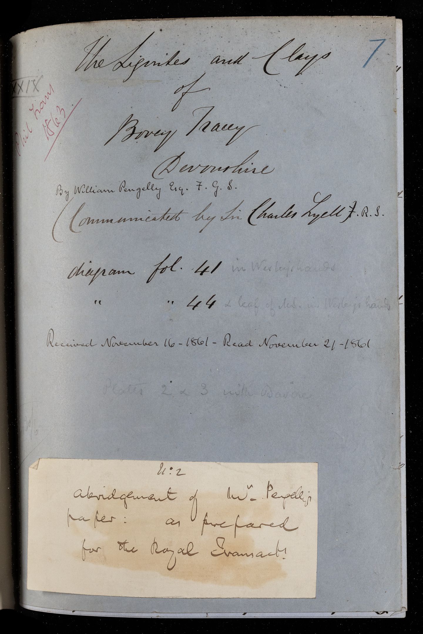 Paper, 'The lignites and clays of Bovey Tracey Devonshire' by William ...