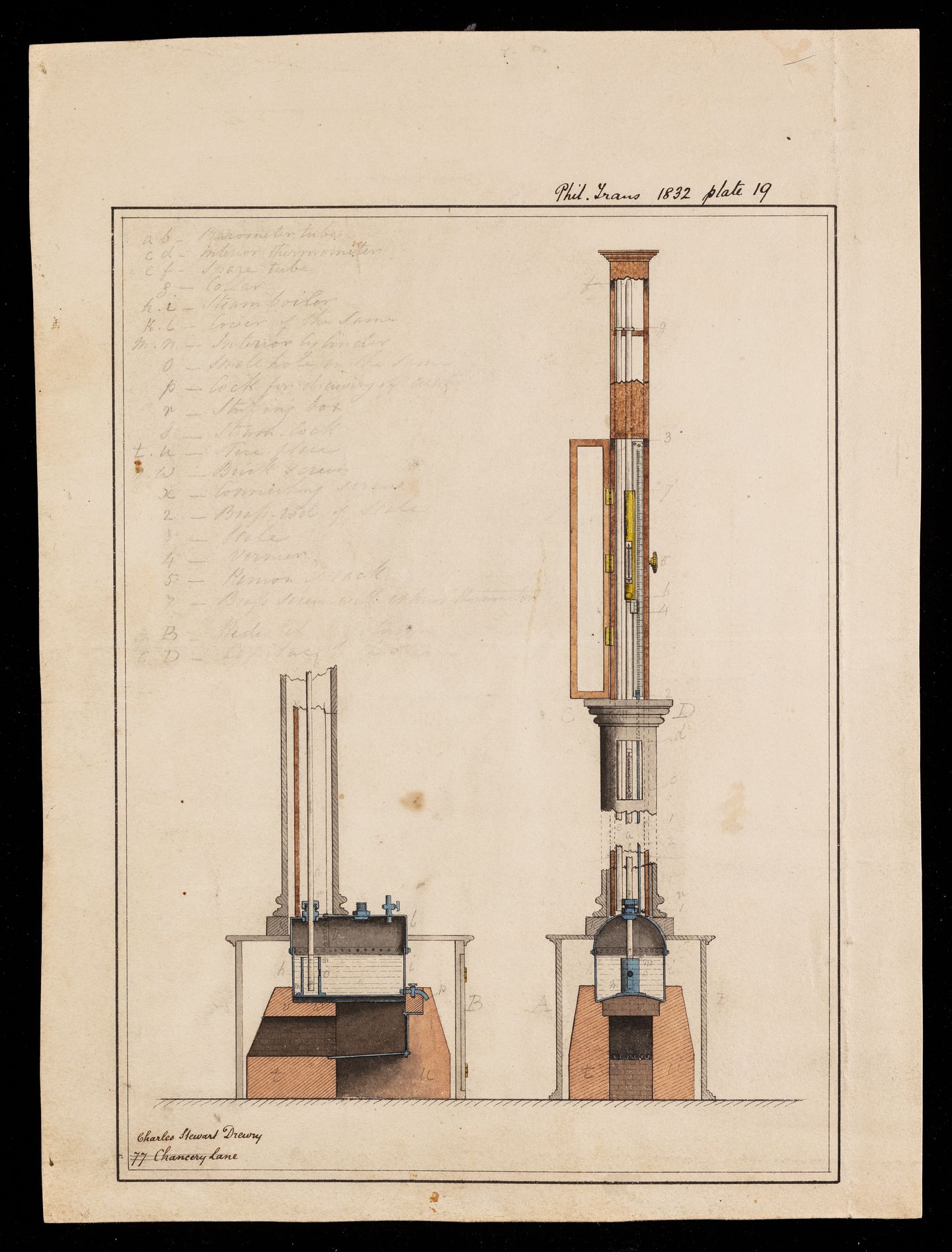 Diagram, water barometer by Charles Stewart Drewry | The Royal Society ...