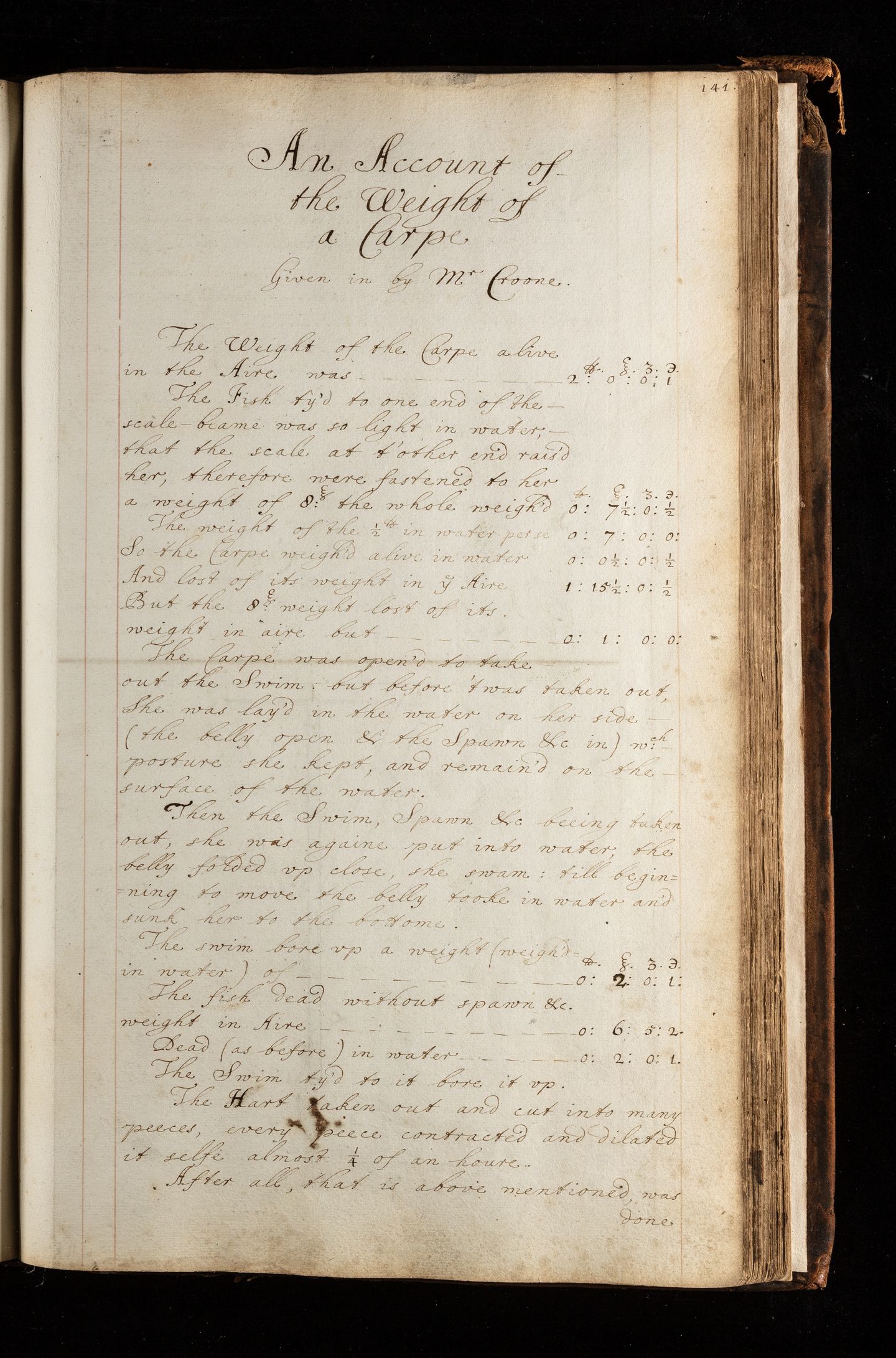 'An Account of the Weight of a Carpe' by William Croone | The Royal ...