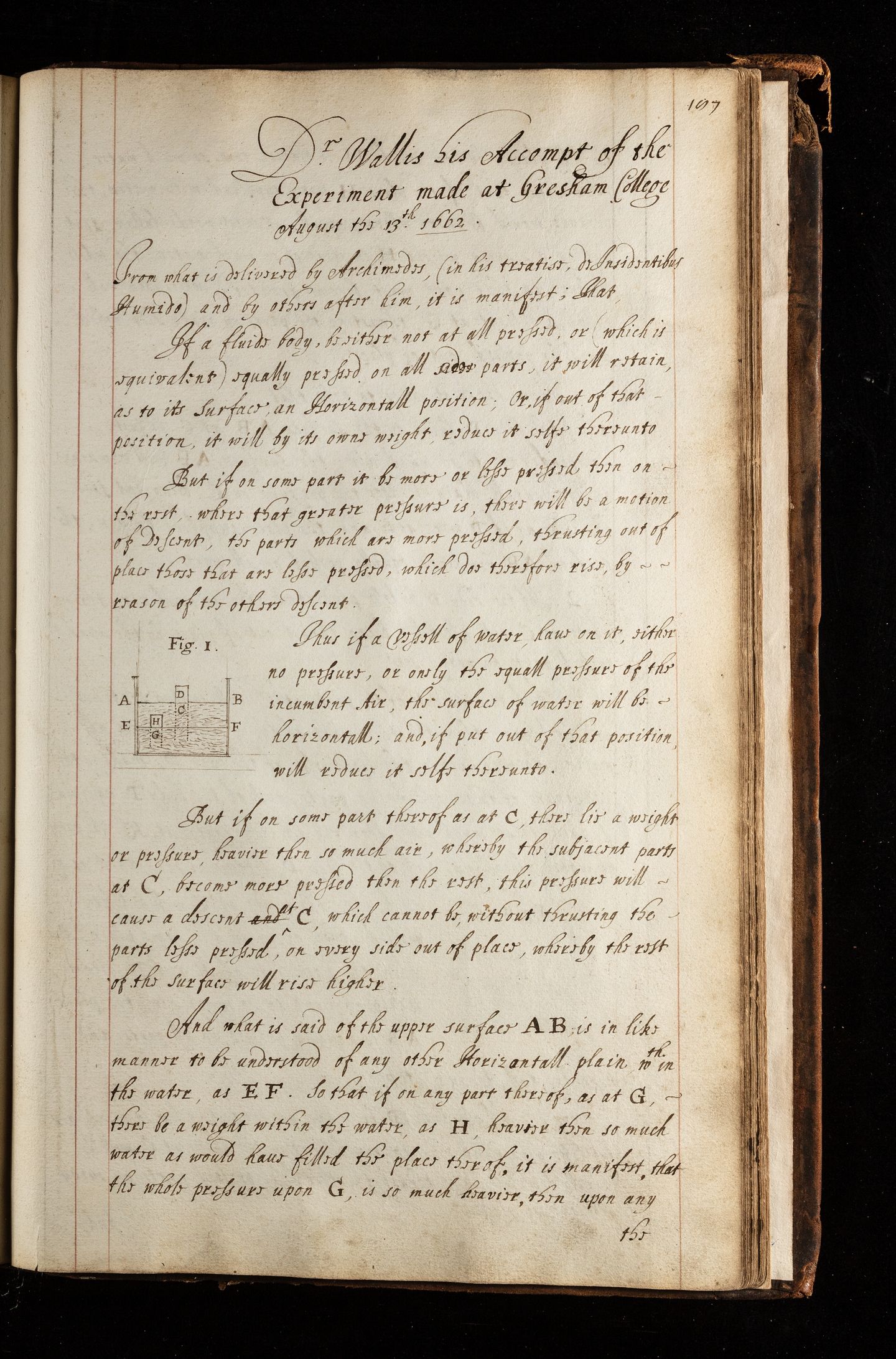 'Dr Wallis his Accompt of the Experiment made at Gresham College' | The ...