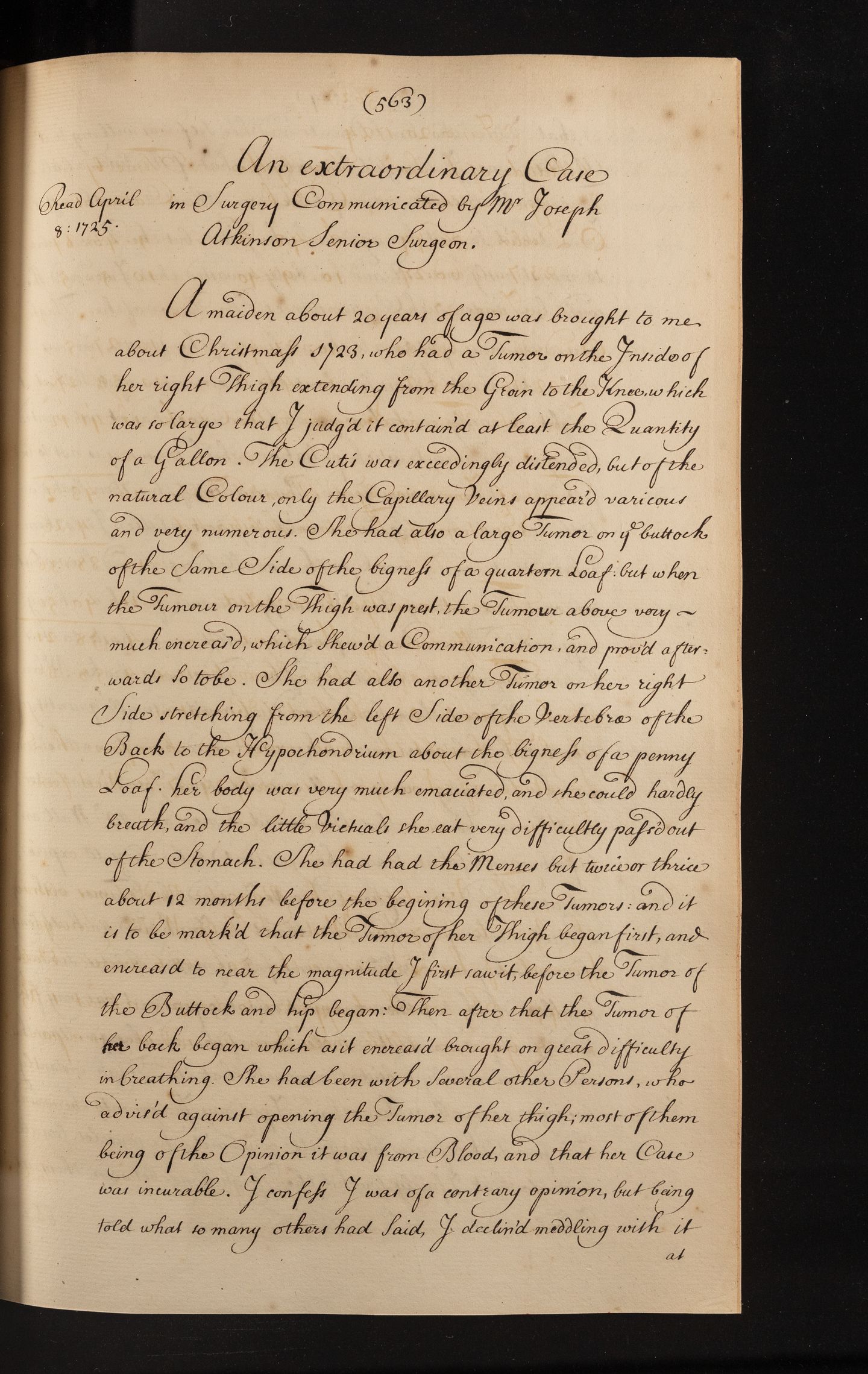 'An extraordinary Case in Surgery Communicated by Mr Joseph Atkinson ...