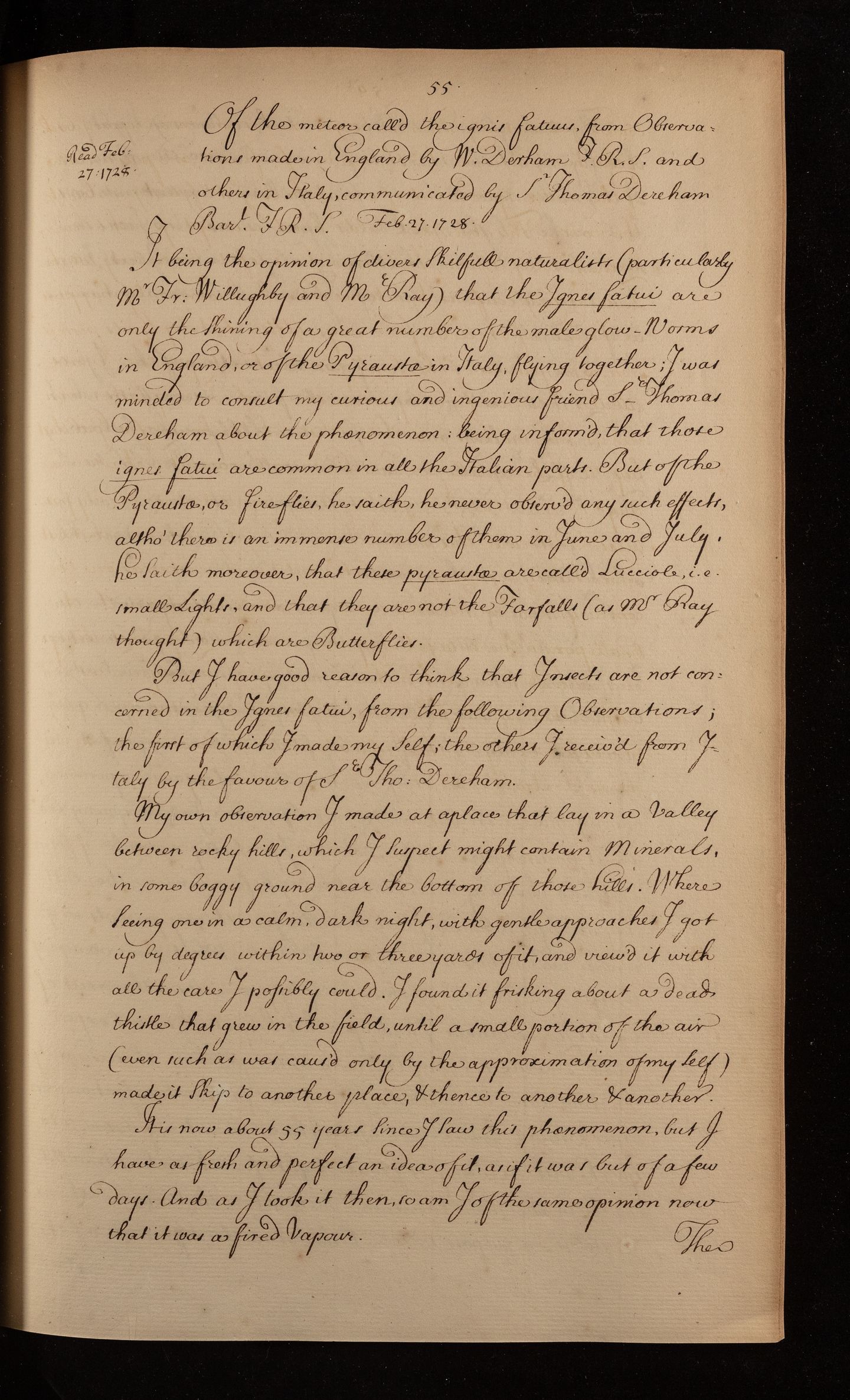 'Of the Meteor call'd the ignis fatuus from Observations made in ...