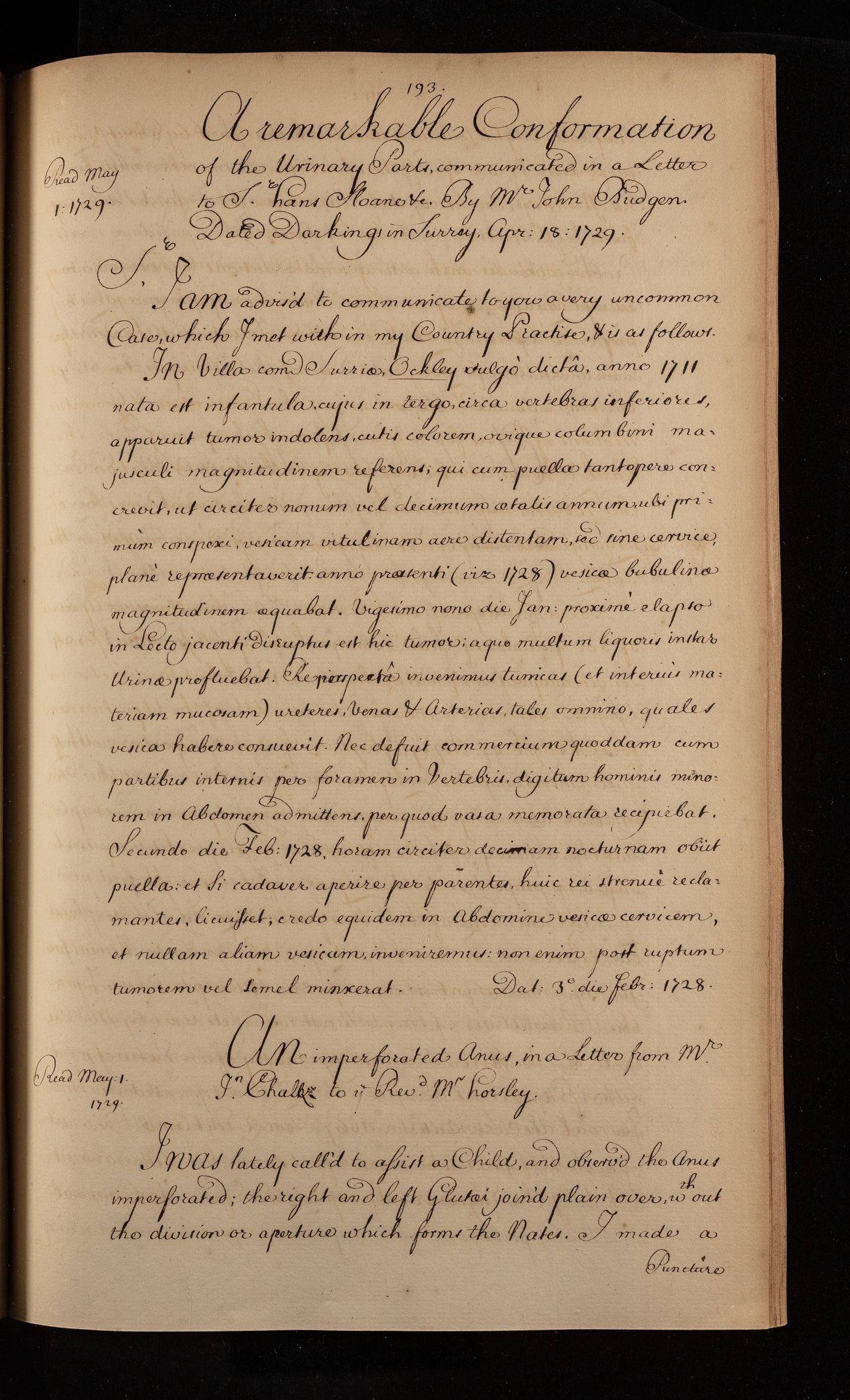 'A remarkable Conformation of the Urinary Parts communicated in a ...