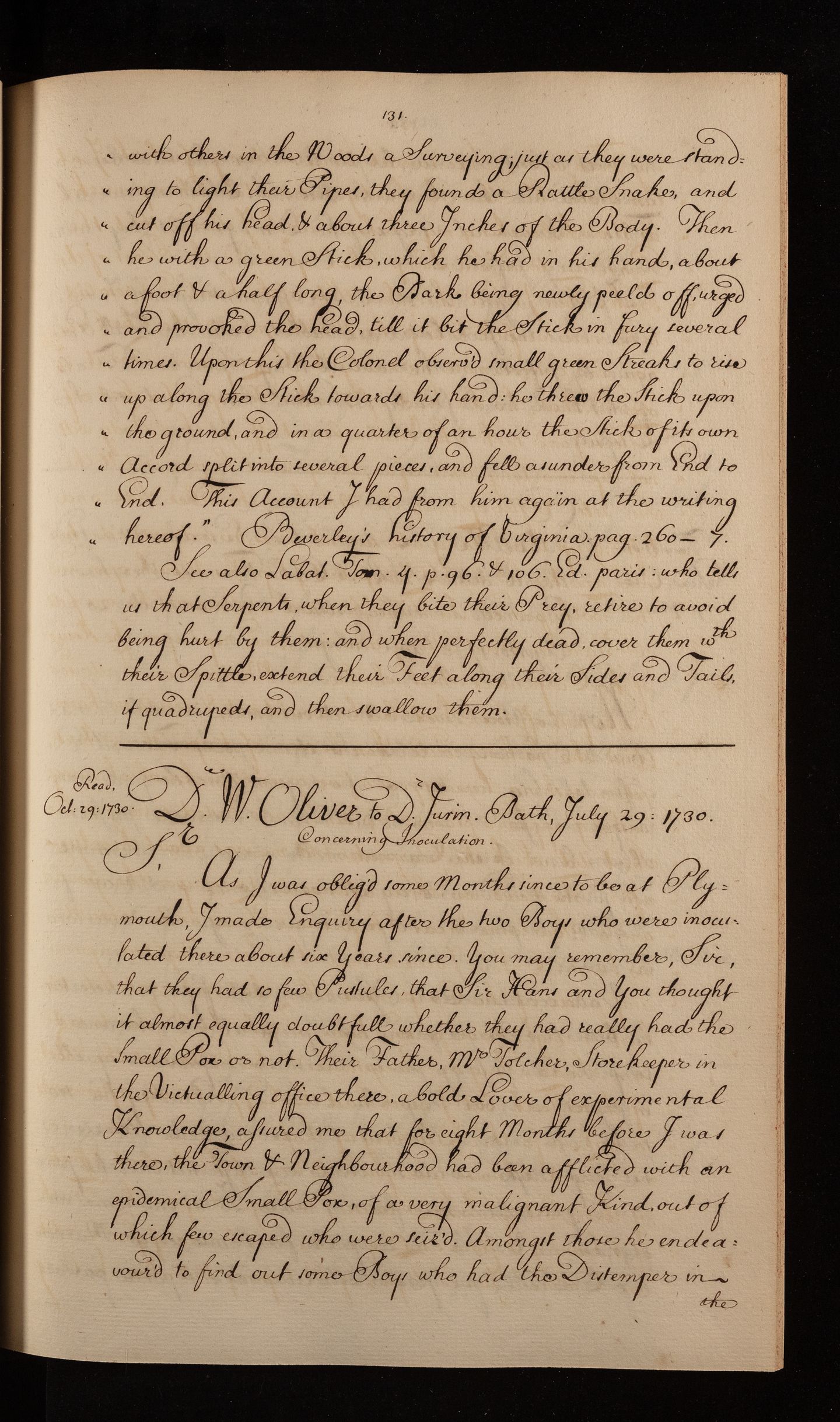 Concerning inoculation in a letter from Dr William Oliver to James ...