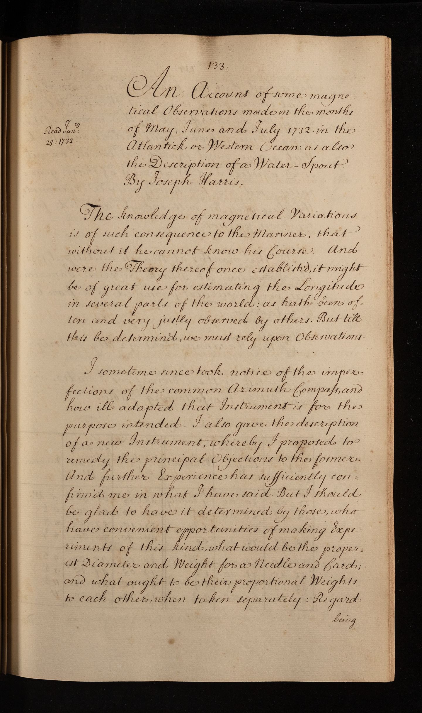 'An Account of some magnetical Observations made in the months of May ...