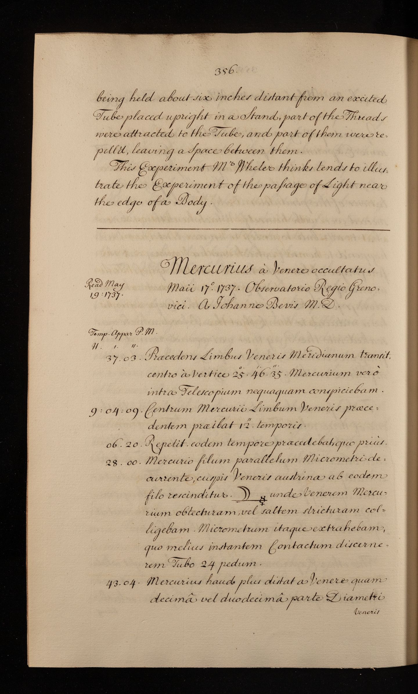 Observations of Mercury and Venus by John Bevis | The Royal Society ...