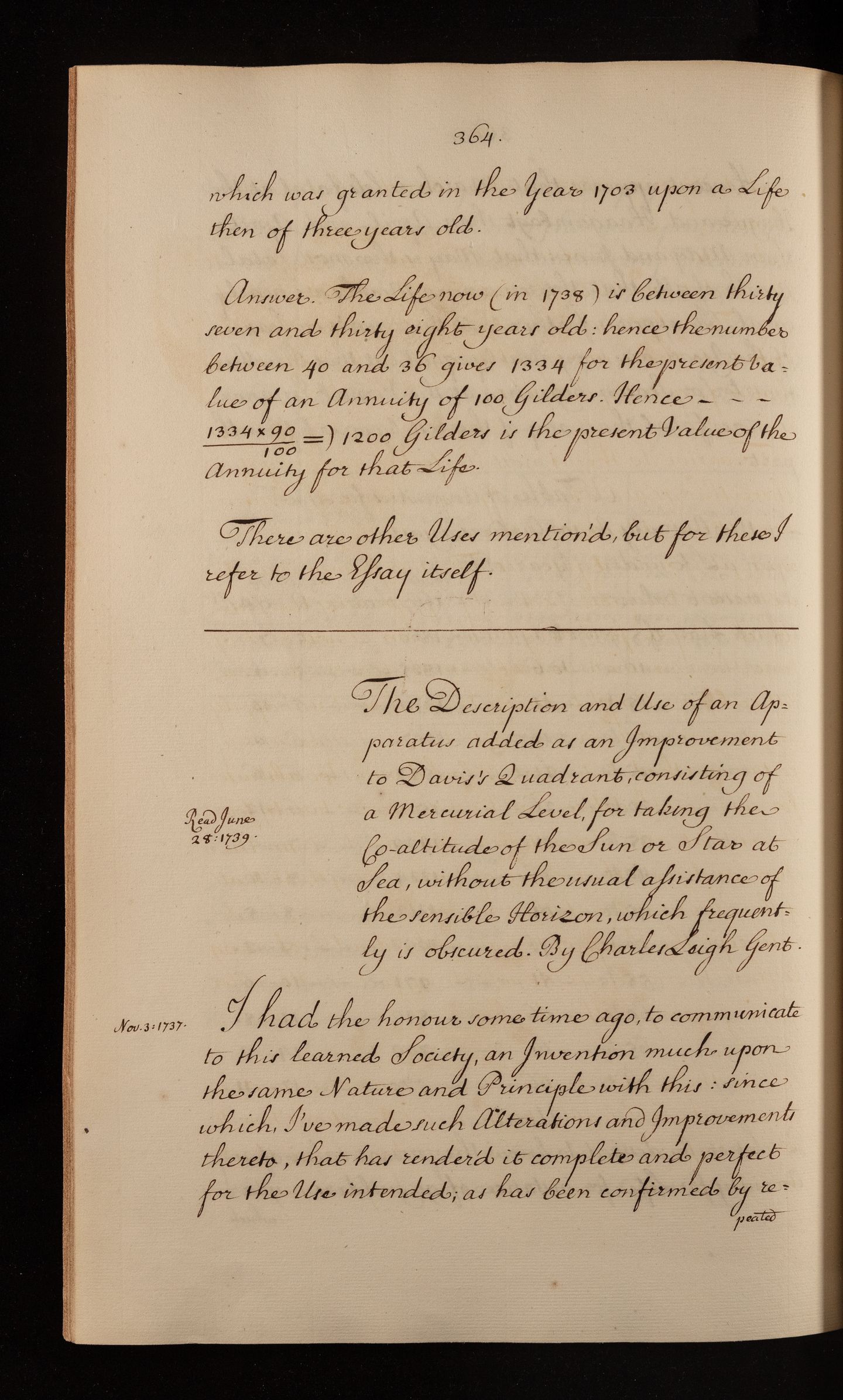 'The Description and Use of an Apparatus added as an Improvement to ...