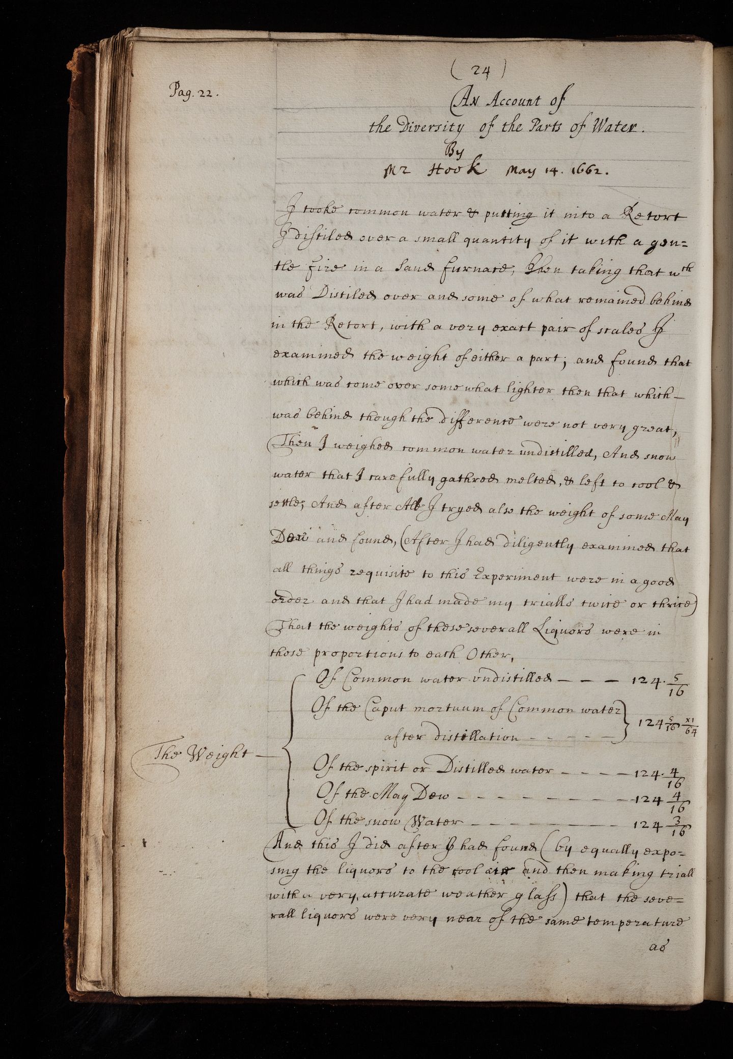 'An Account of the Diversity of the Parts of Water' by Robert Hooke ...