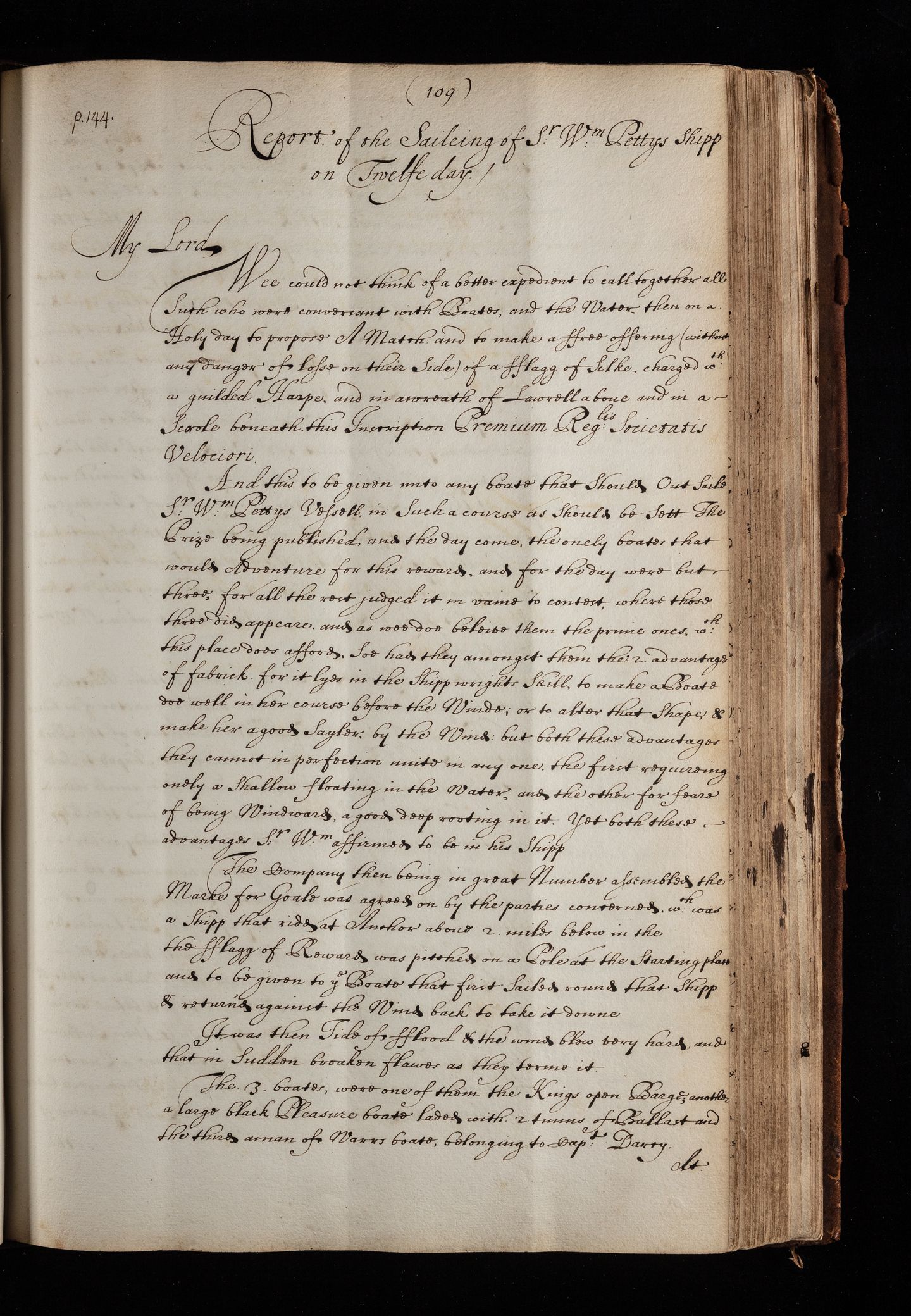 'Report of the Saileing of Sir William Pettys shipp on Twelfe day' by ...