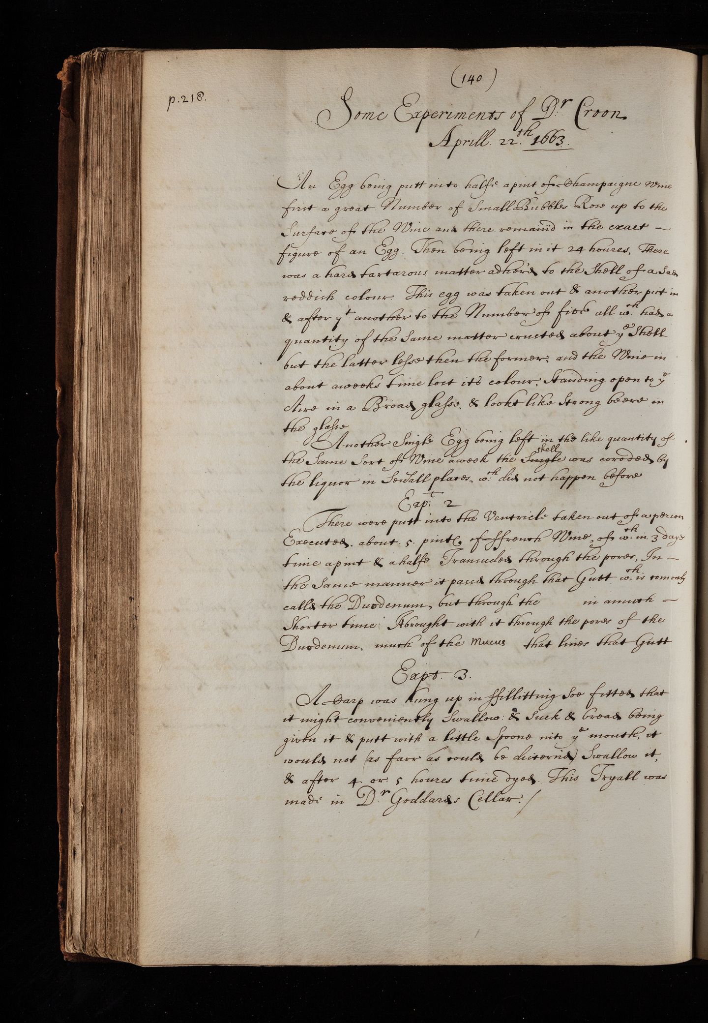 'Some Experiments of Dr Croone' | The Royal Society: Science in the Making