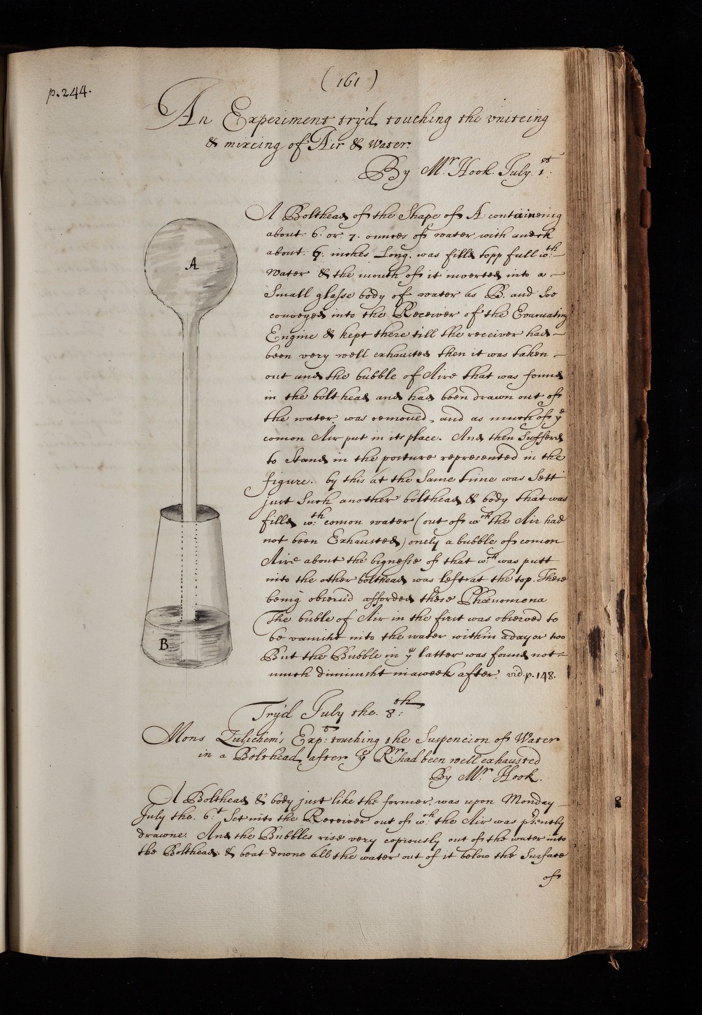 'An Experiment try'd touching the uniteing and mixing of Air and Water ...