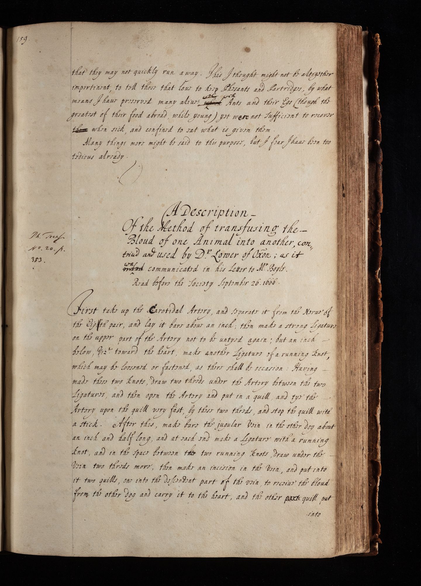 'A Description Of the Method of transfusing the Bloud [blood] of one ...