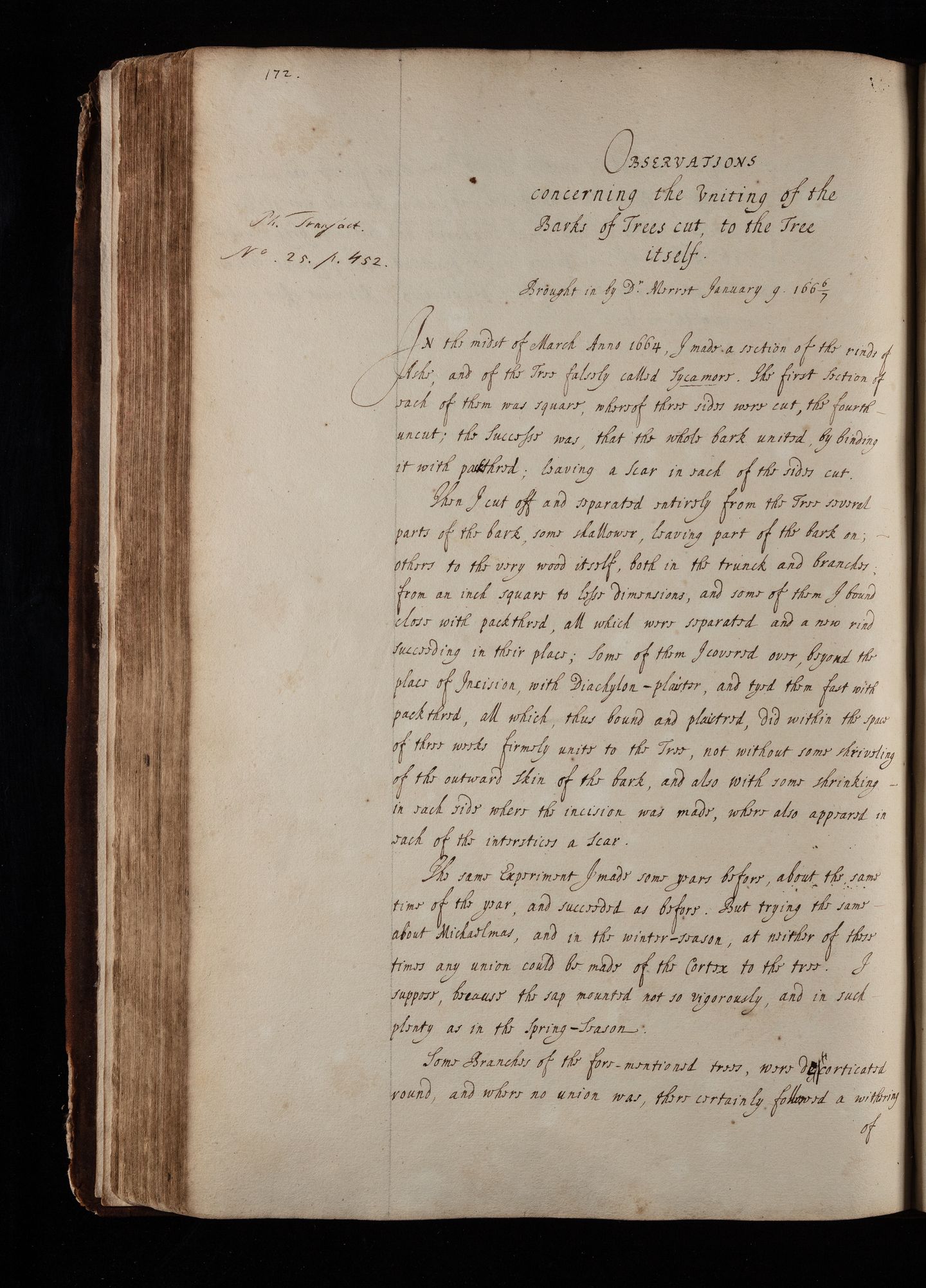 'Observations concerning the uniting of the Barks of Trees cut to the ...