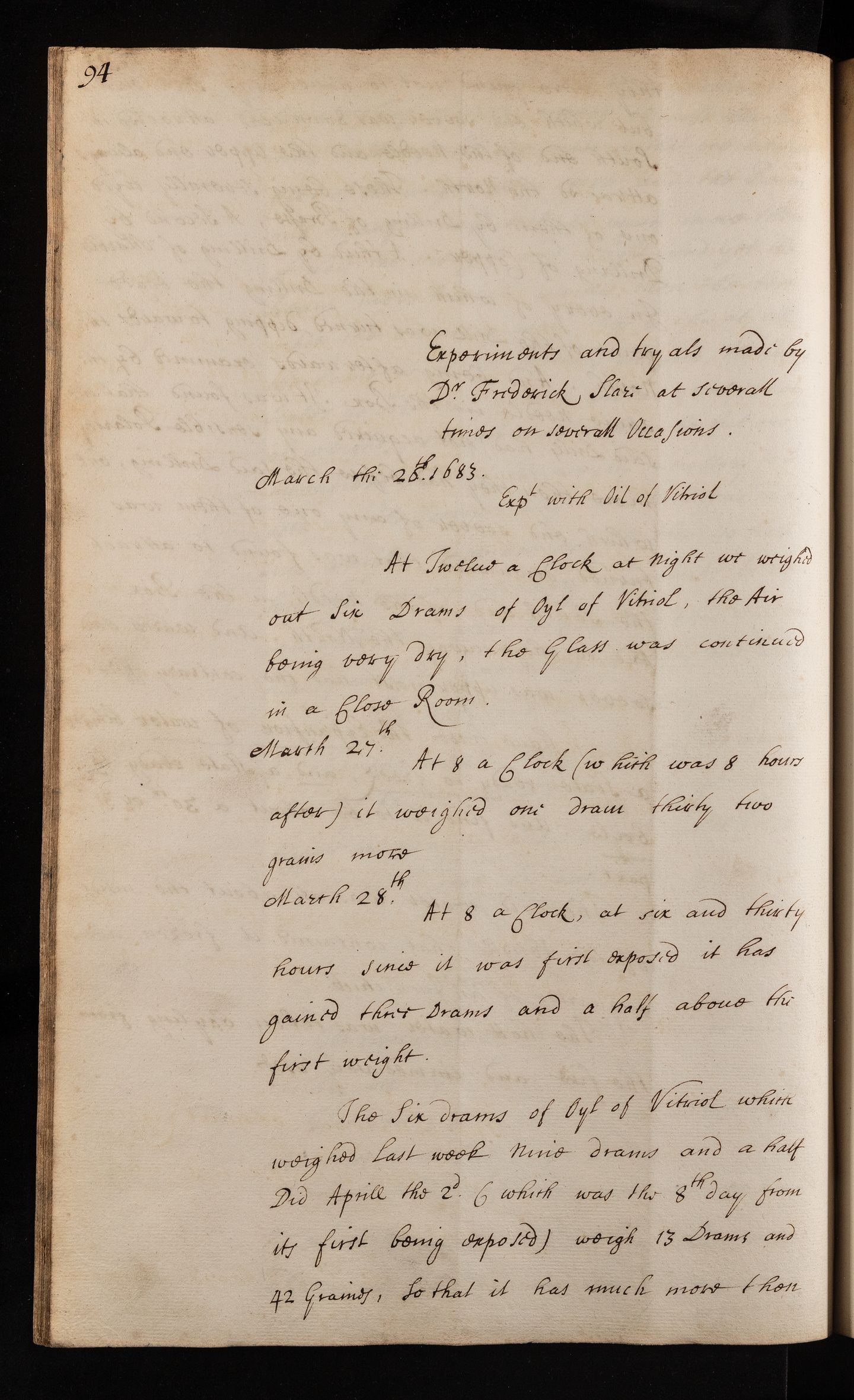 Experiments by Frederick Slare | The Royal Society: Science in the Making