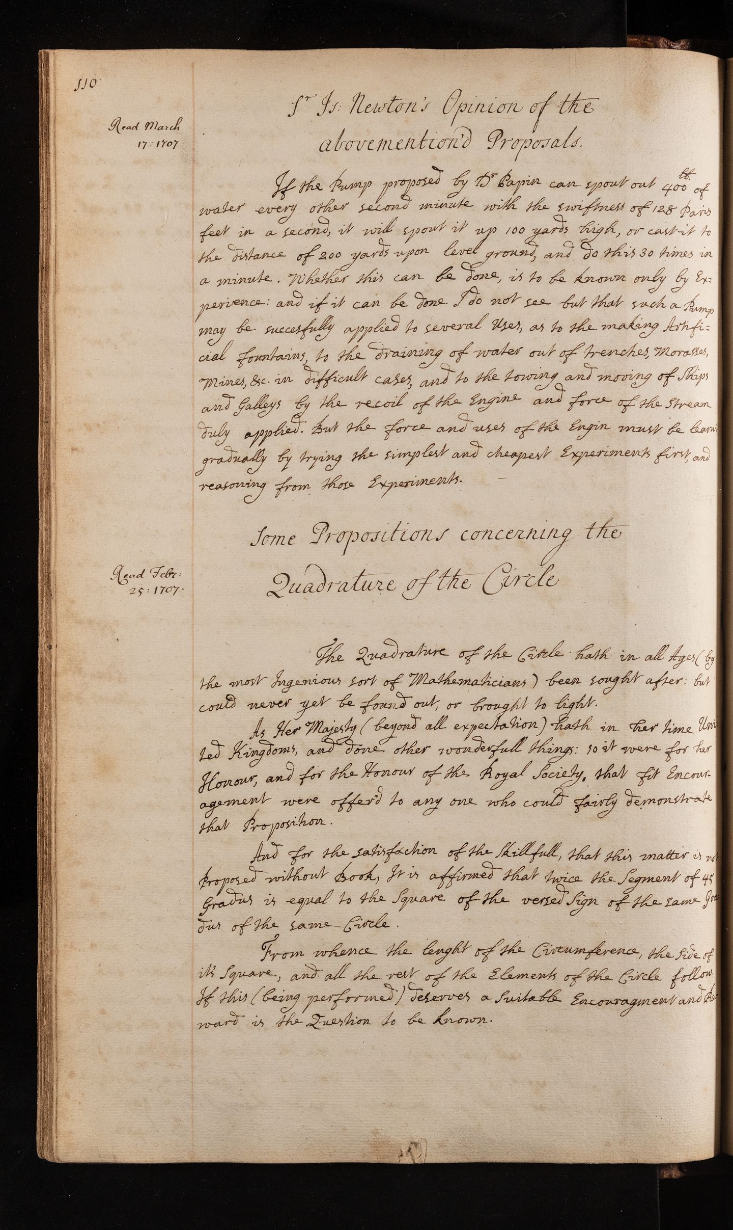 'Some Propositions concerning the Quadrature of the Circle' | The Royal ...