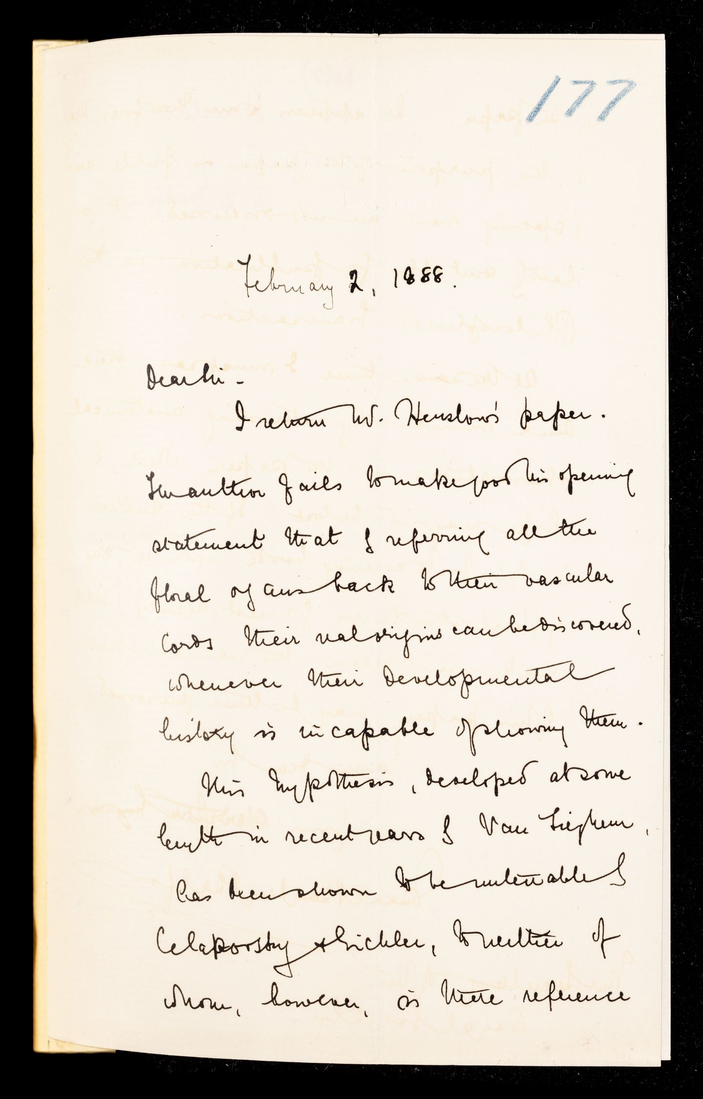 Referee's report by Isaac Bayley Balfour, on a paper 'A contribution to ...