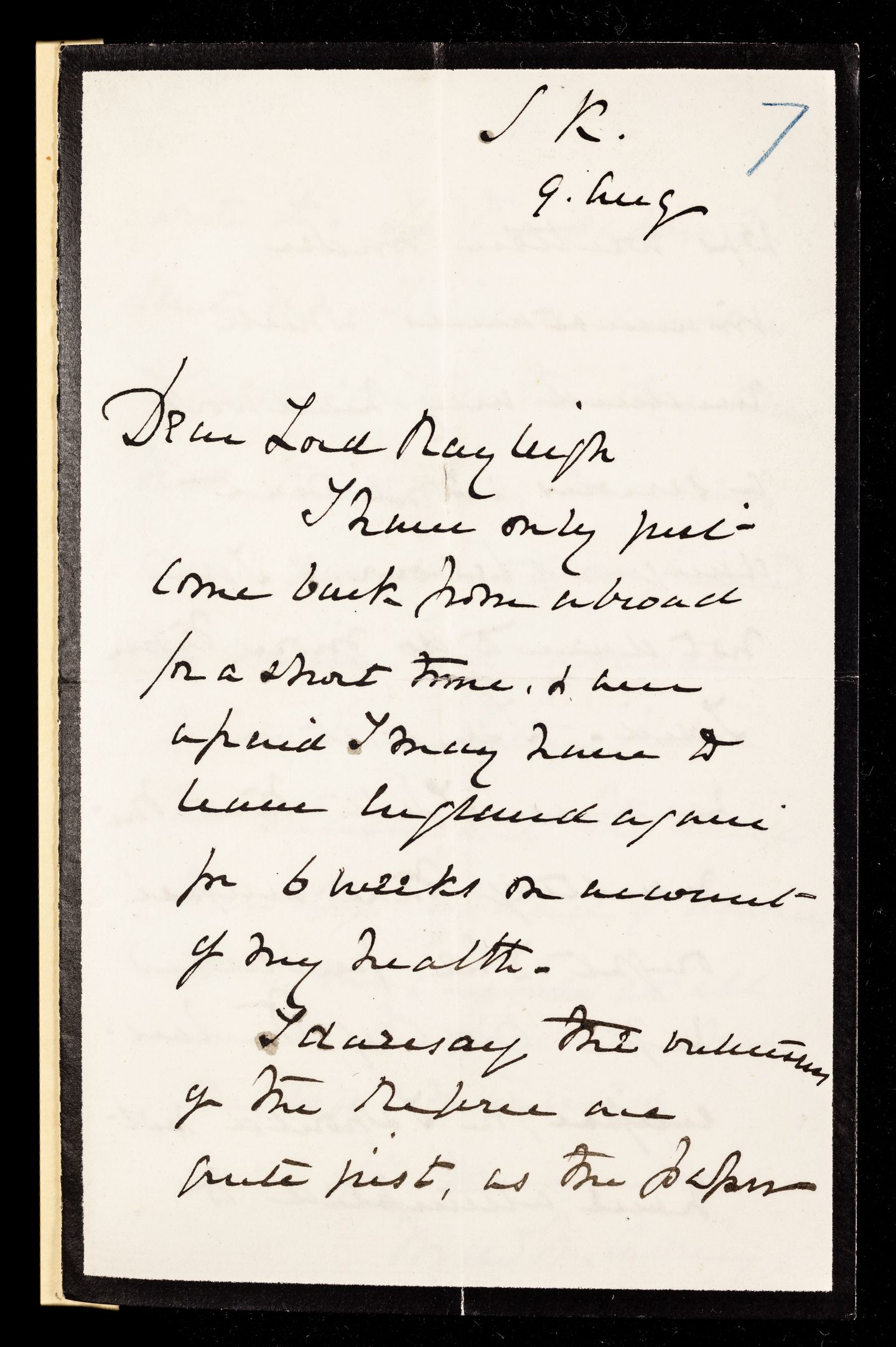 Letter from William de Wiveleslie Abney, to John William Strutt, 3rd ...