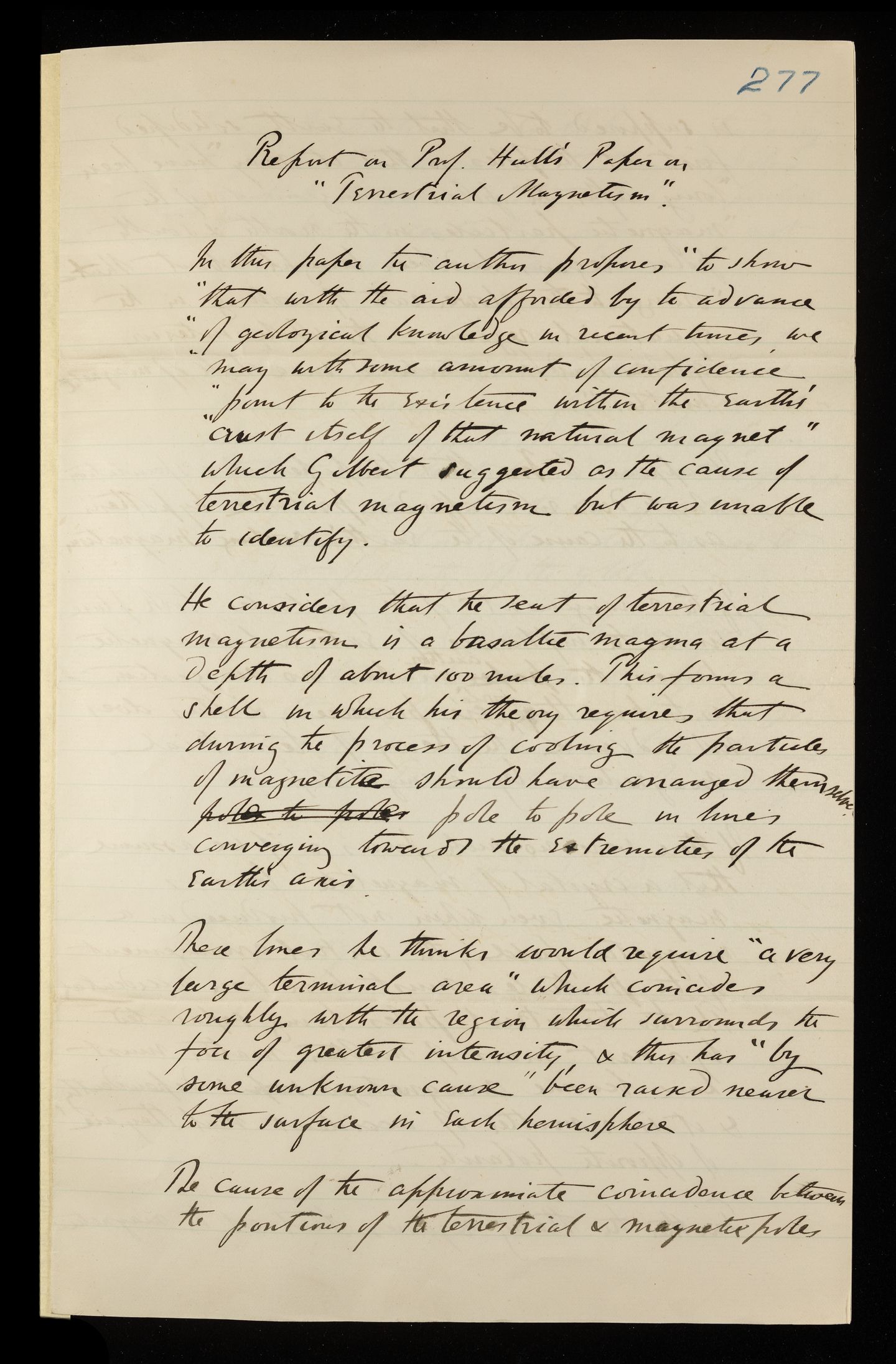 Referee's report by Arthur William Rucker, on a paper 'On a possible ...