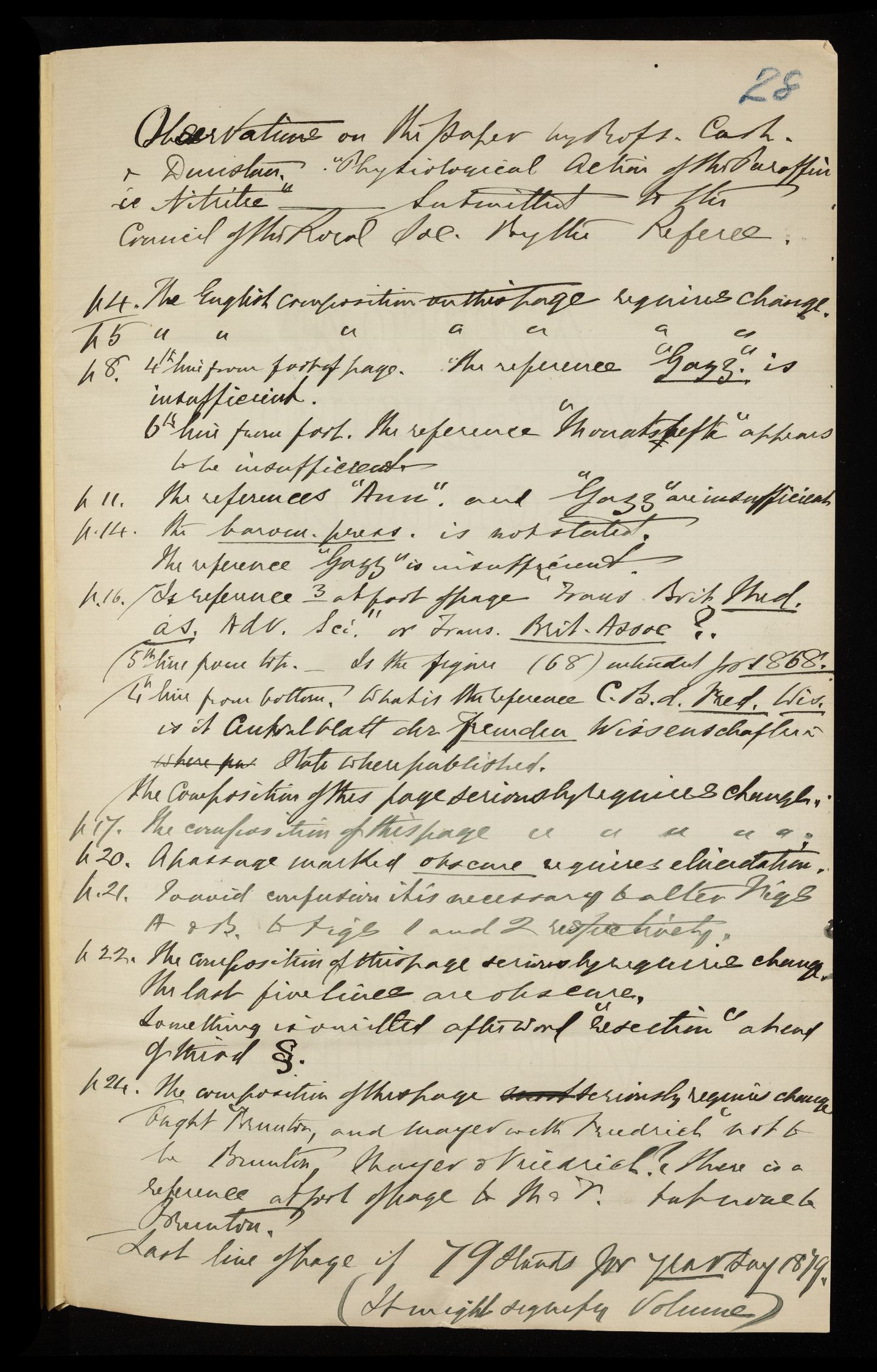 Referee's report by William Rutherford, on a paper 'The physiological ...