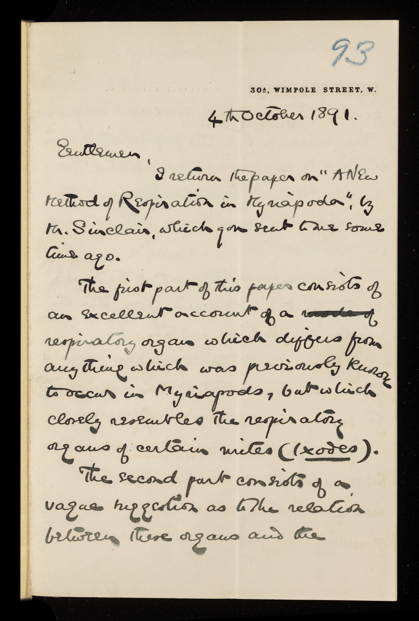 Referee's report by Walter Frank Raphael Weldon, on a paper 'A new mode ...