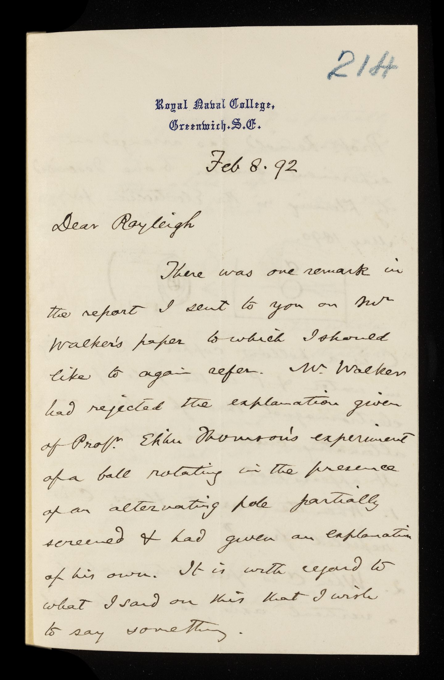 Letter from William Davidson Niven, on a paper 'Repulsion and rotation ...