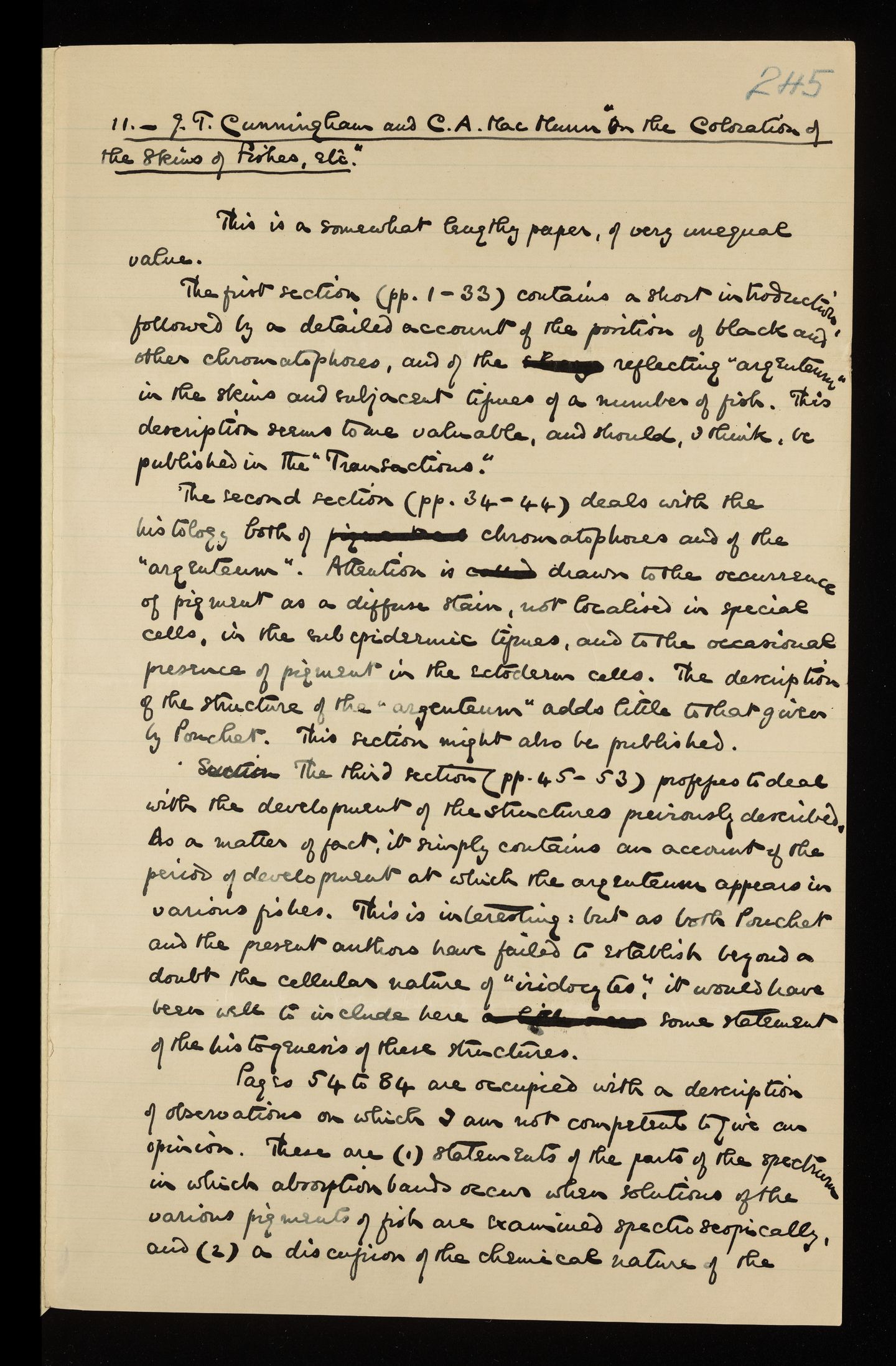 Referee's report by Walter Frank Rafael Weldon, on a paper 'On the ...