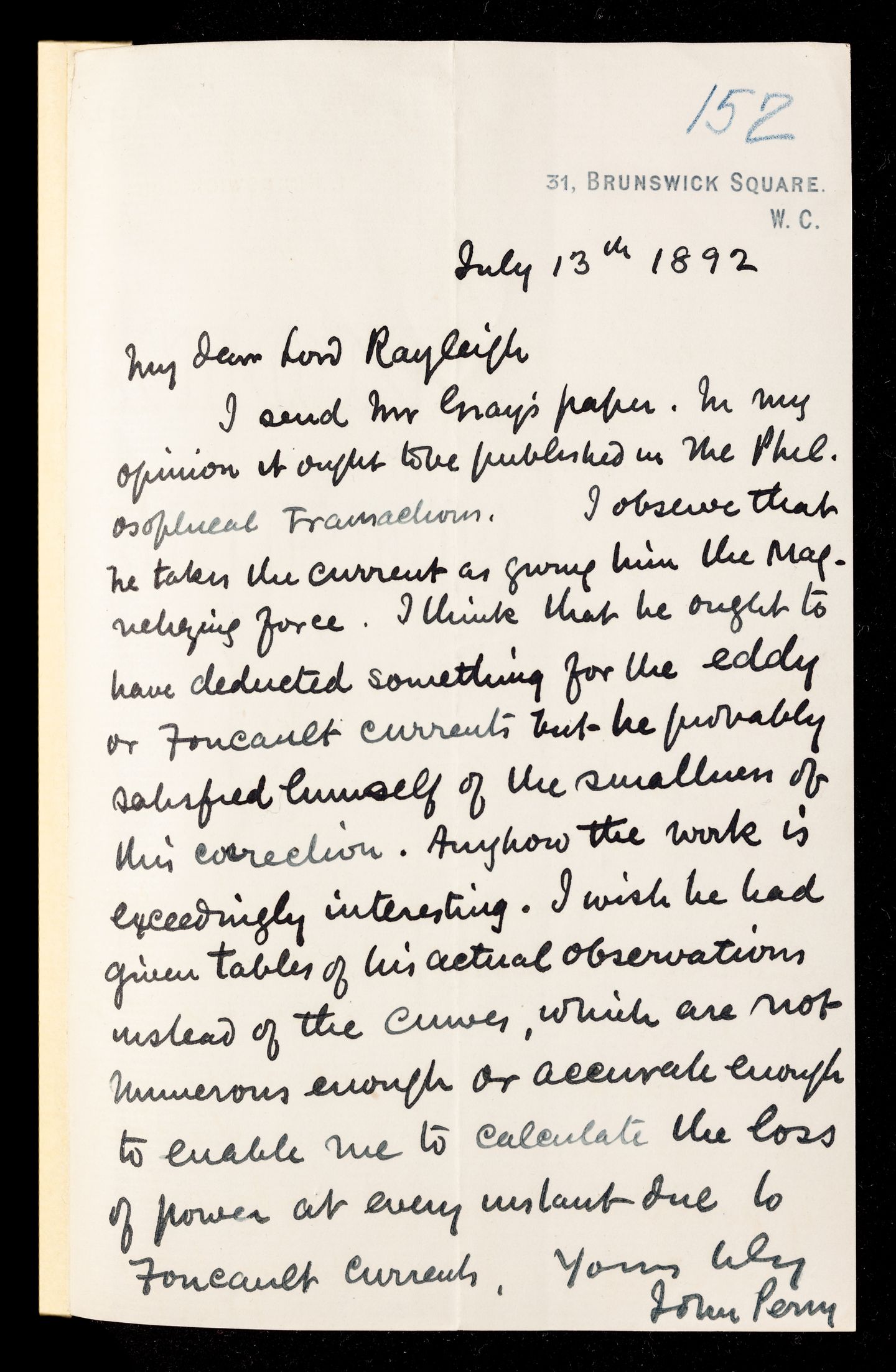 Referee's report by John Perry, on a paper 'On the measurement of the ...