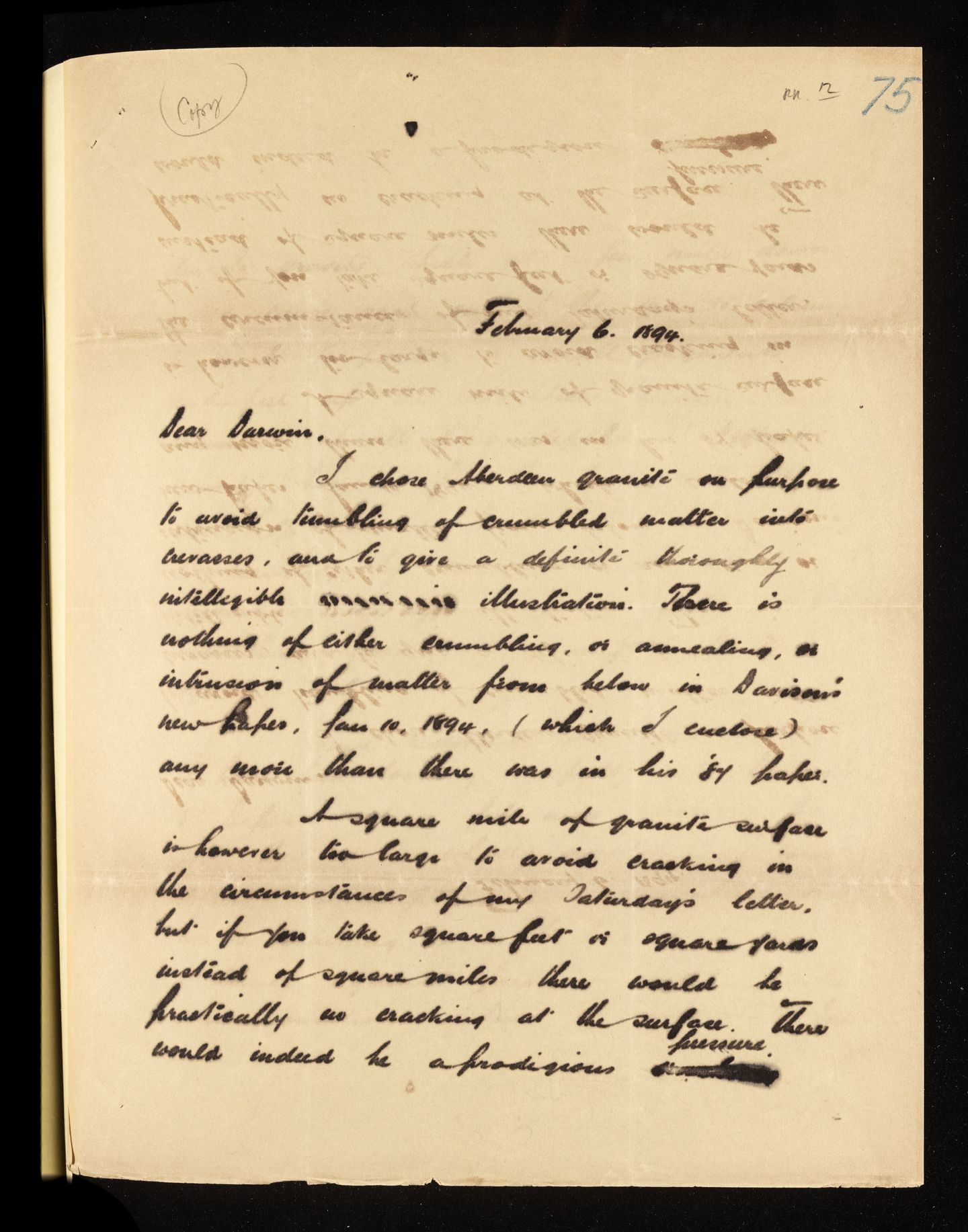 Second letter from William Thomson, Lord Kelvin, to George Howard ...