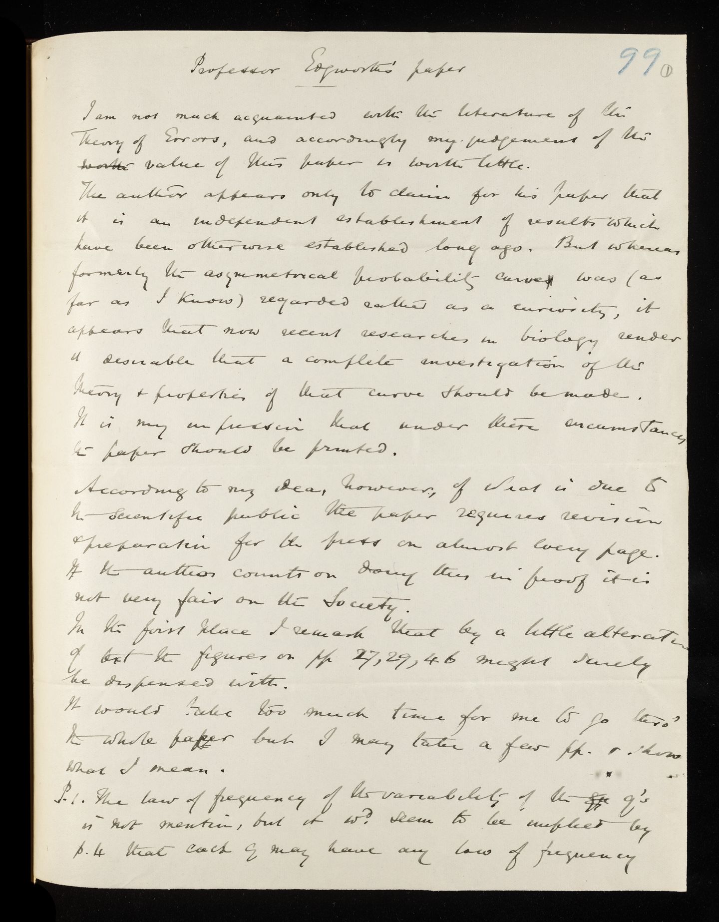 Referee's report by George Howard Darwin, on a paper 'The asymmetrical ...