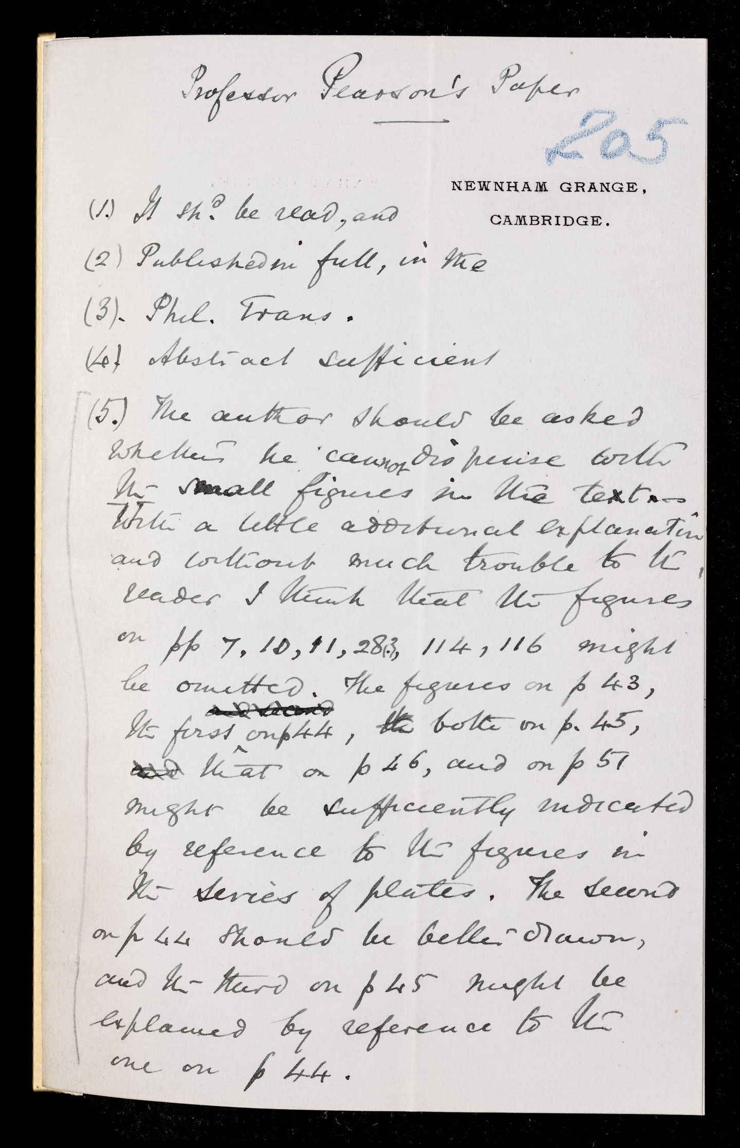 Referee's report by George Howard Darwin, on a paper 'Contributions to ...