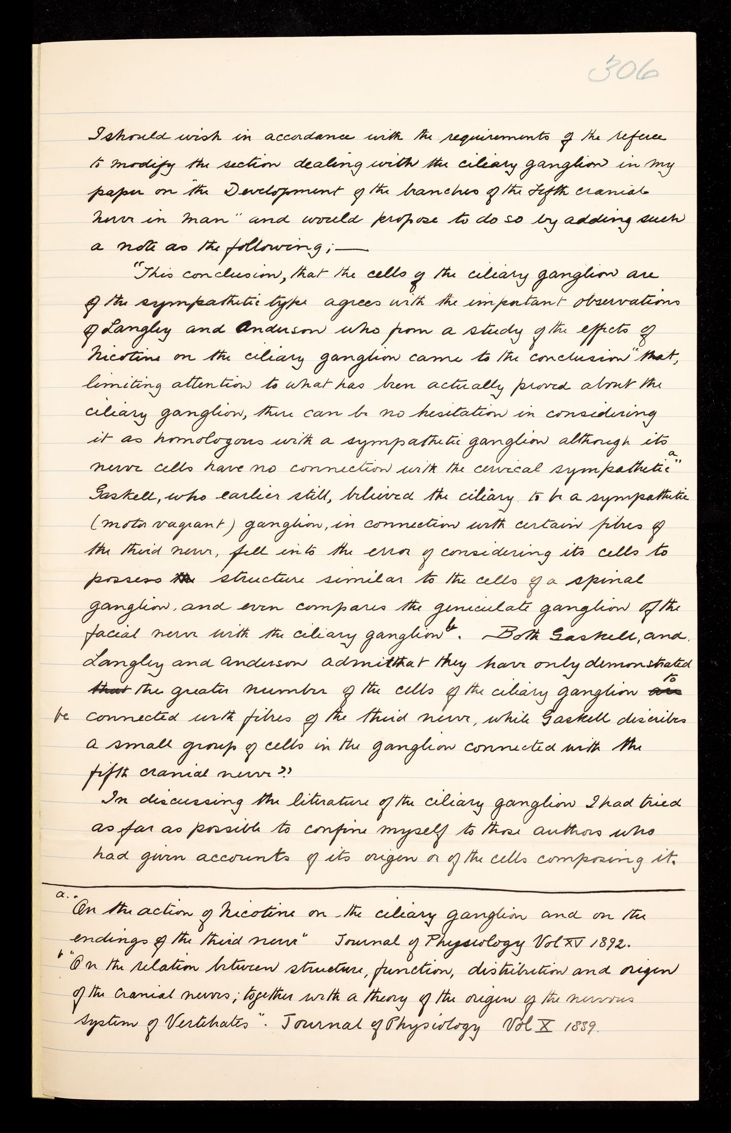 Letter from A Francis Dixon, regarding a paper 'On the development of ...
