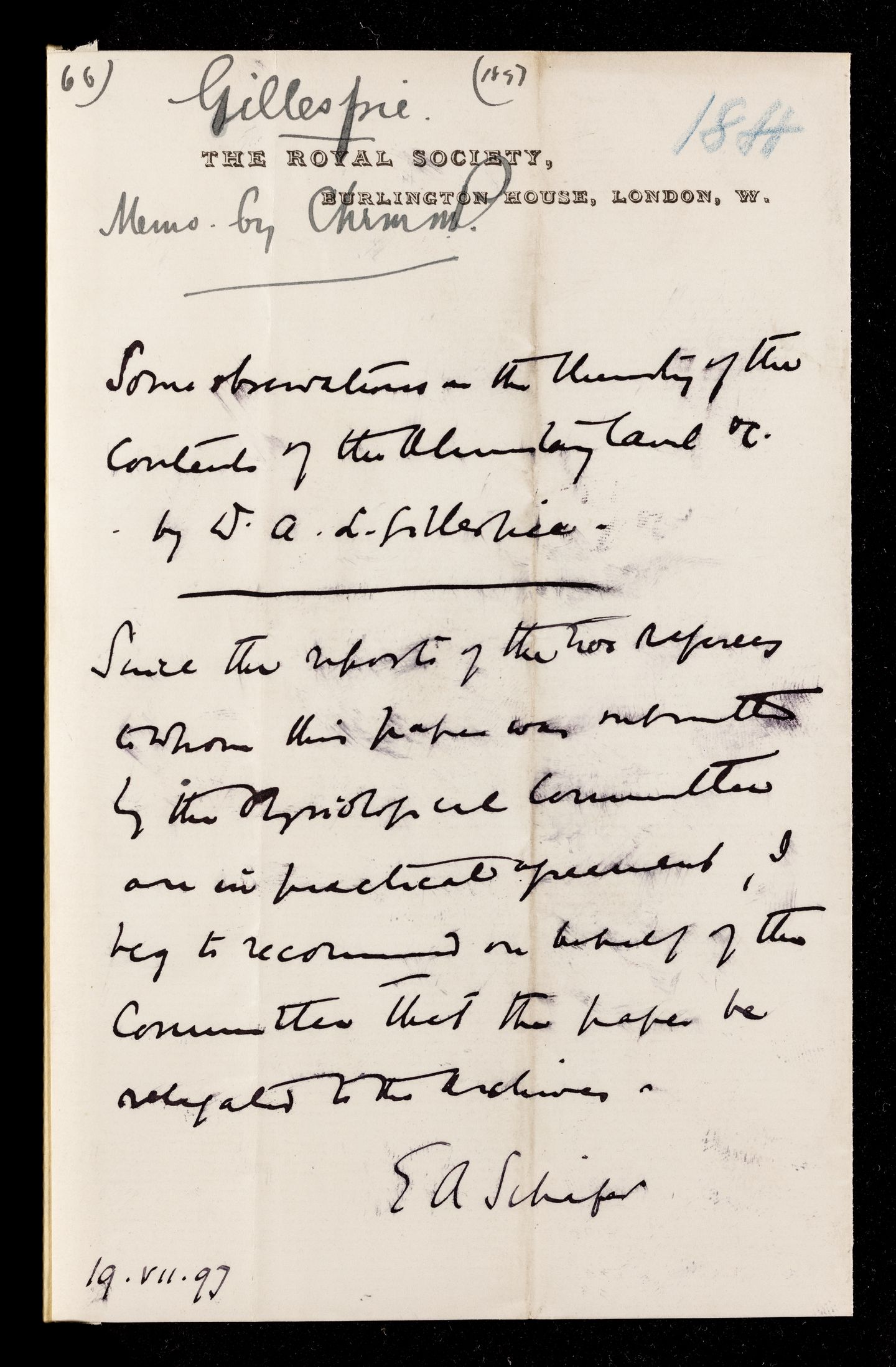 Referee's report by Edward Albert Schafer, on a paper 'Some ...