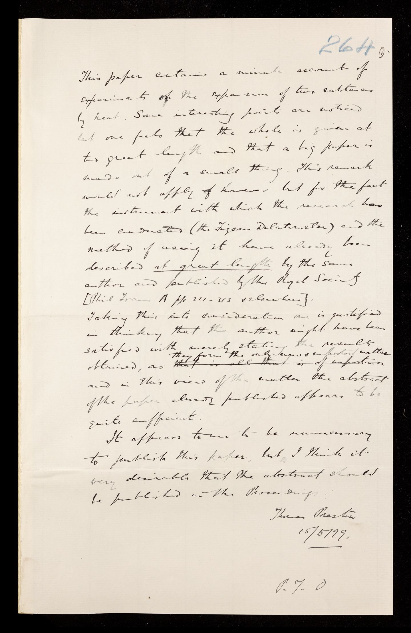 Detailed referee's report by Thomas Preston, on a paper 'The thermal ...