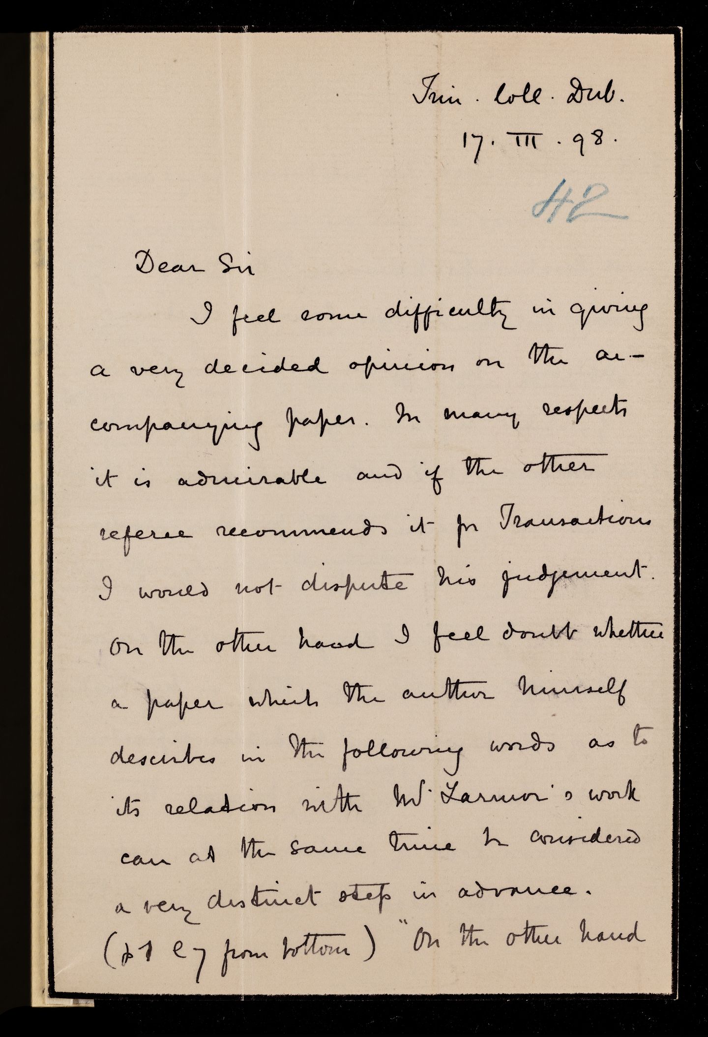 Referee's report by George Francis Fitzgerald, on a paper 'An extension ...