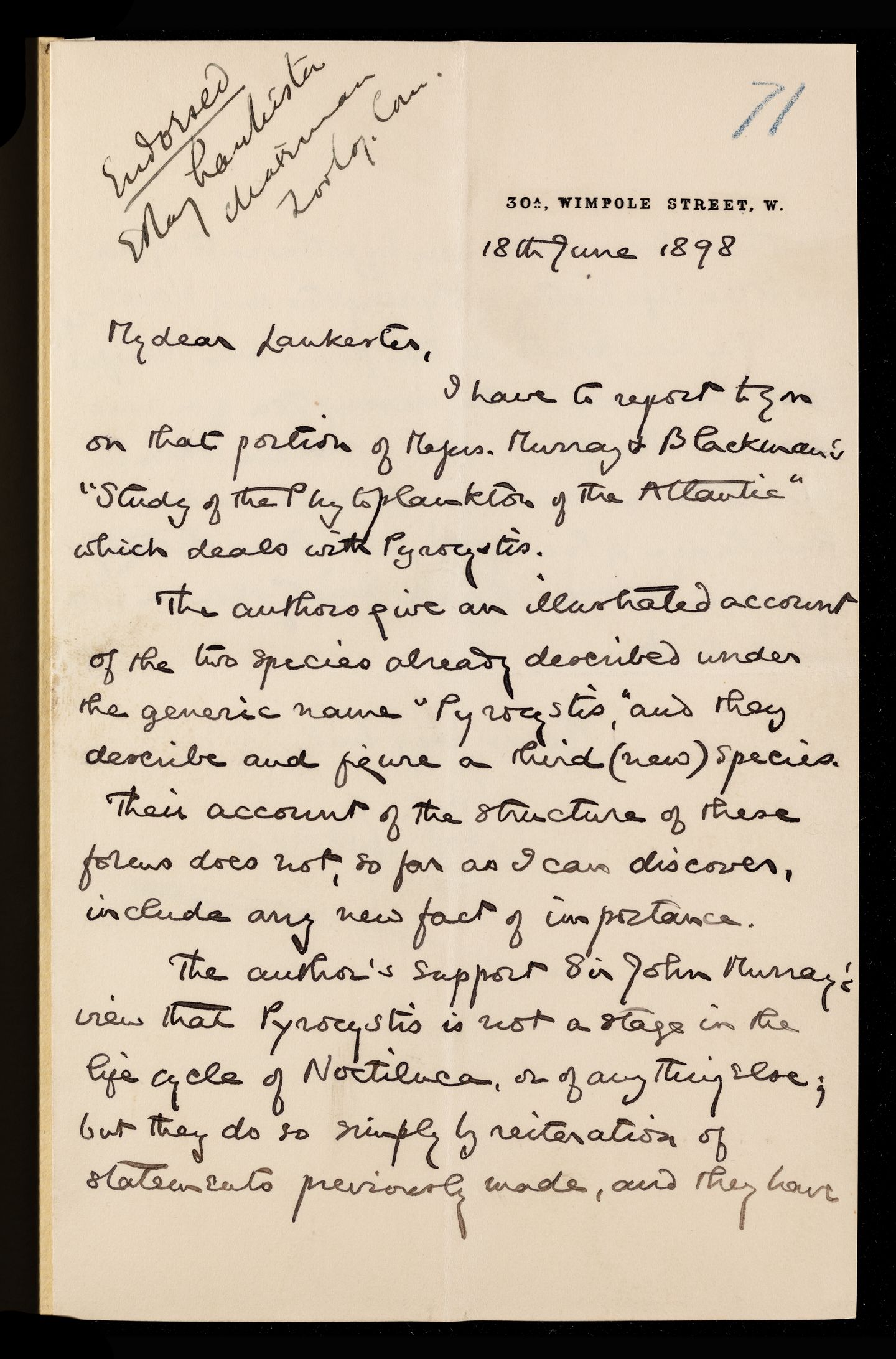 Referee's report by Walter Frank Raphael Weldon, on a paper 'A study of ...