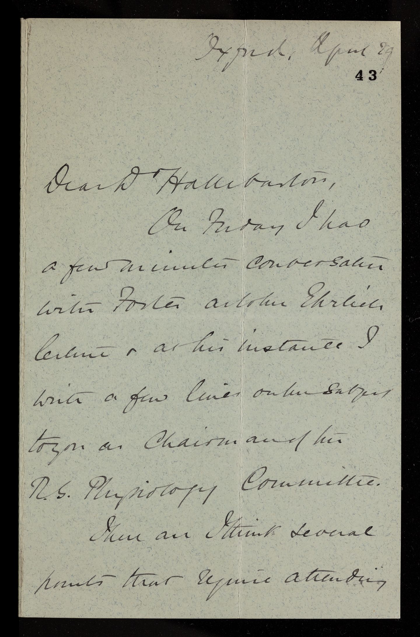 Letter from John Scott Burdon-Sanderson, on the Croonian Lecture ...