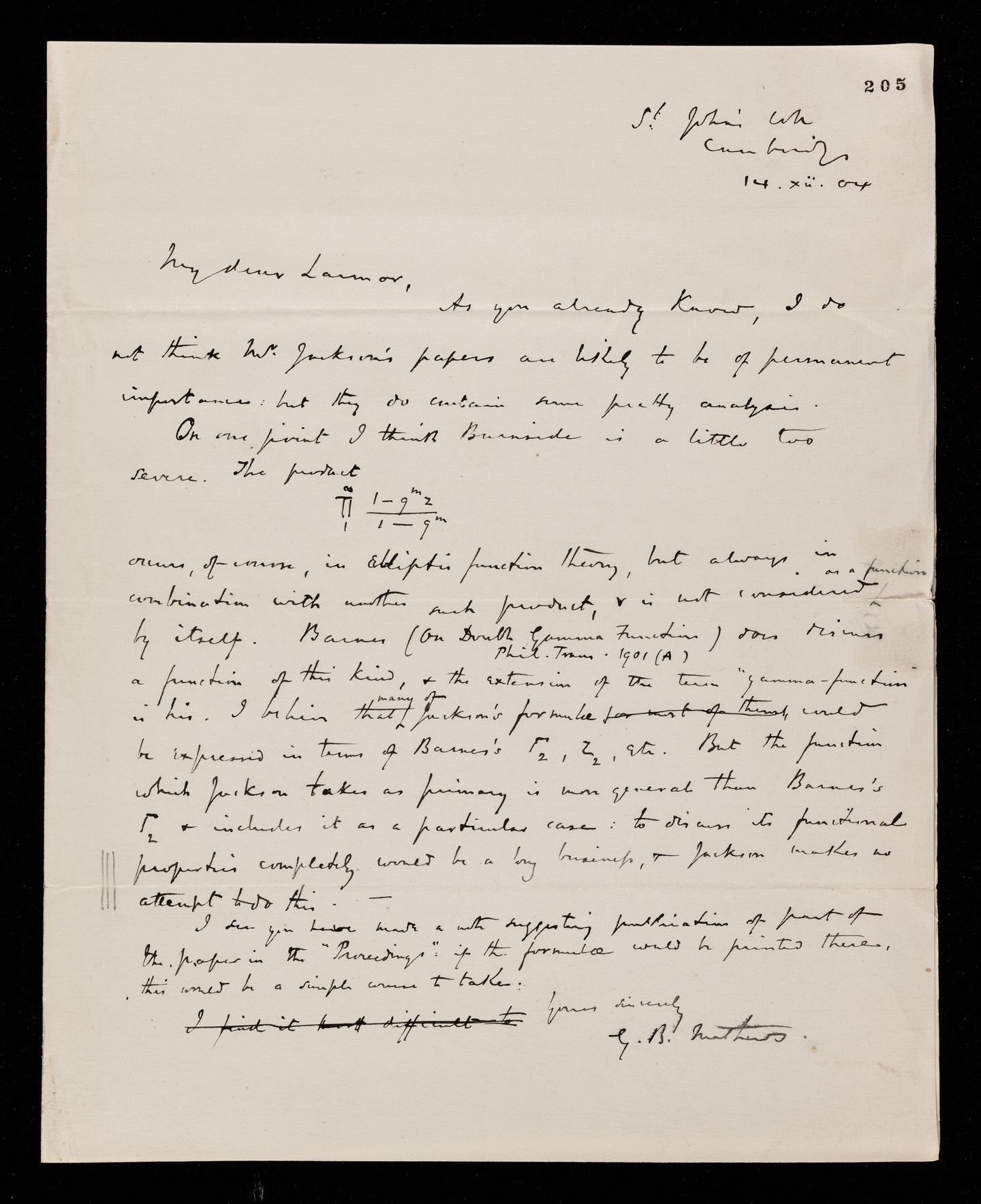 Second referee's report by George Ballard Mathews, on a paper 'The ...