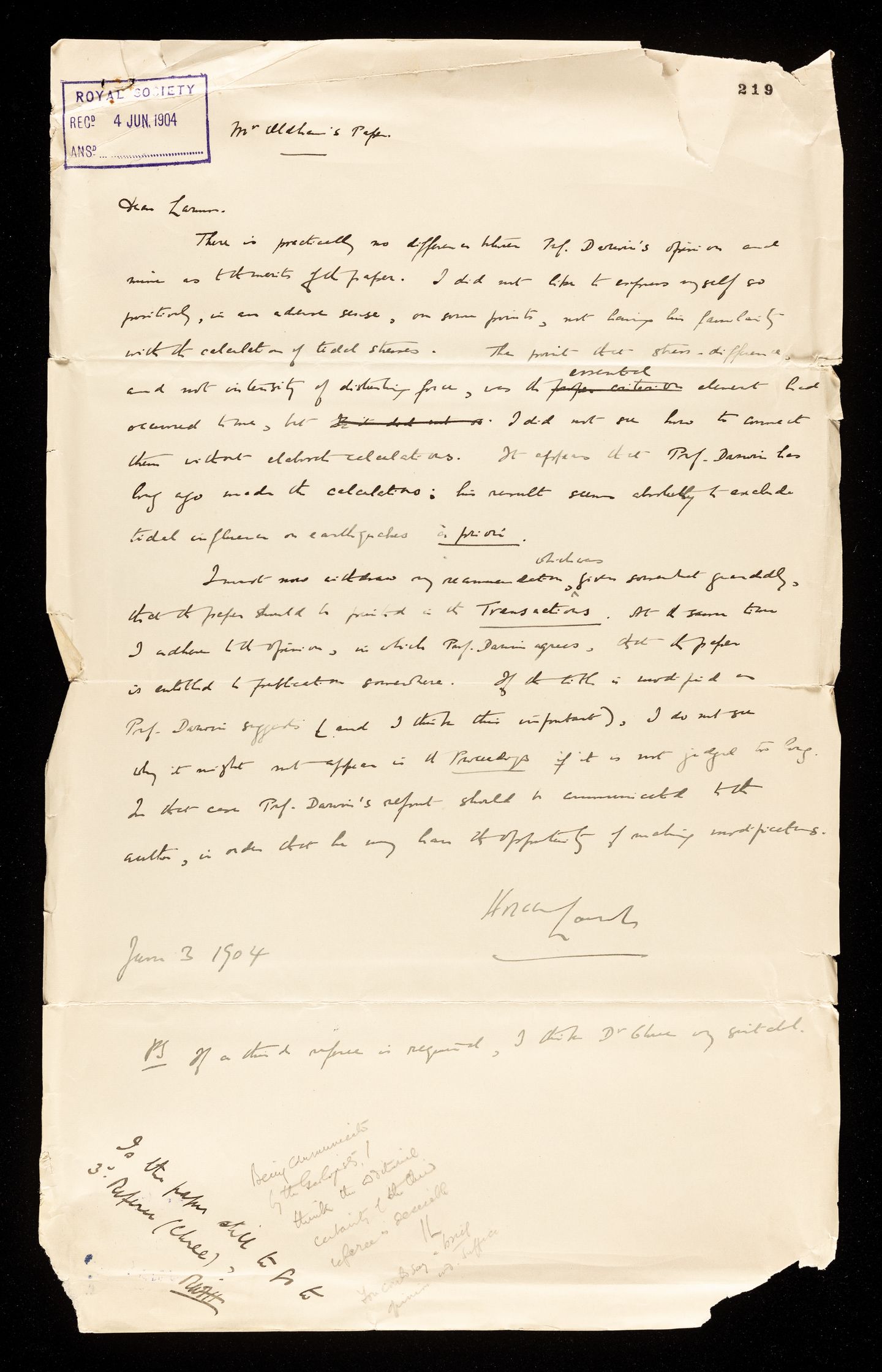 Second referee's report by Horace Lamb, on a paper 'The seismic effect ...