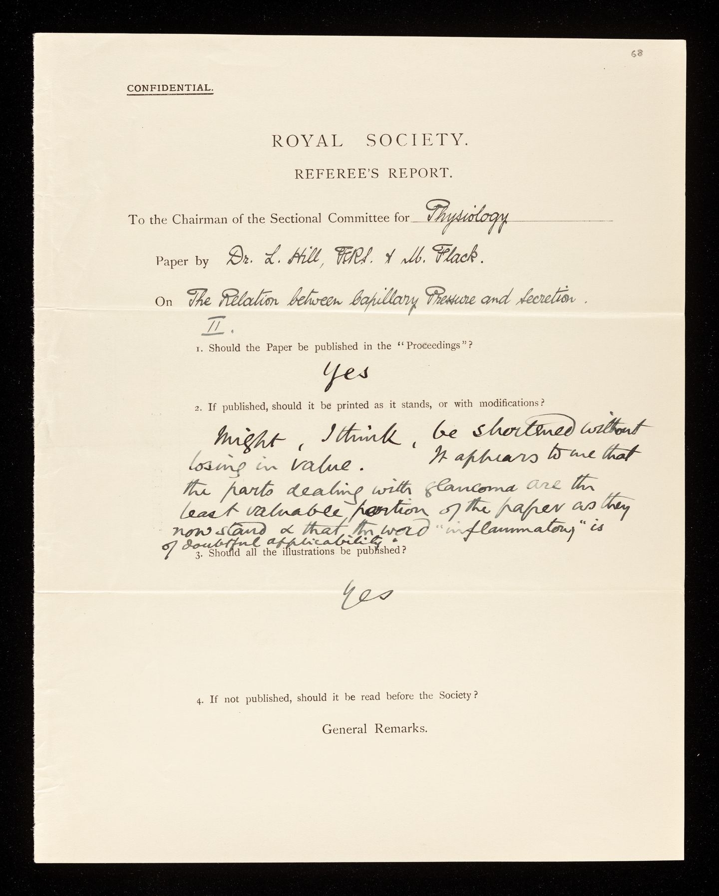 Referee's report by Edward Nettleship, on a paper 'The relation between ...