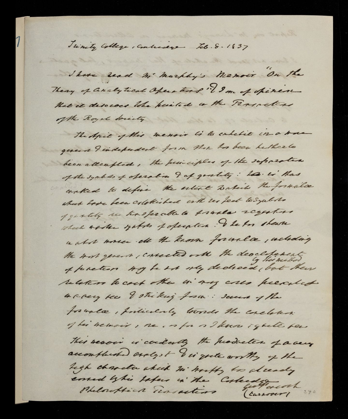 Referee's report by George Peacock, on a paper 'First memoir on the ...