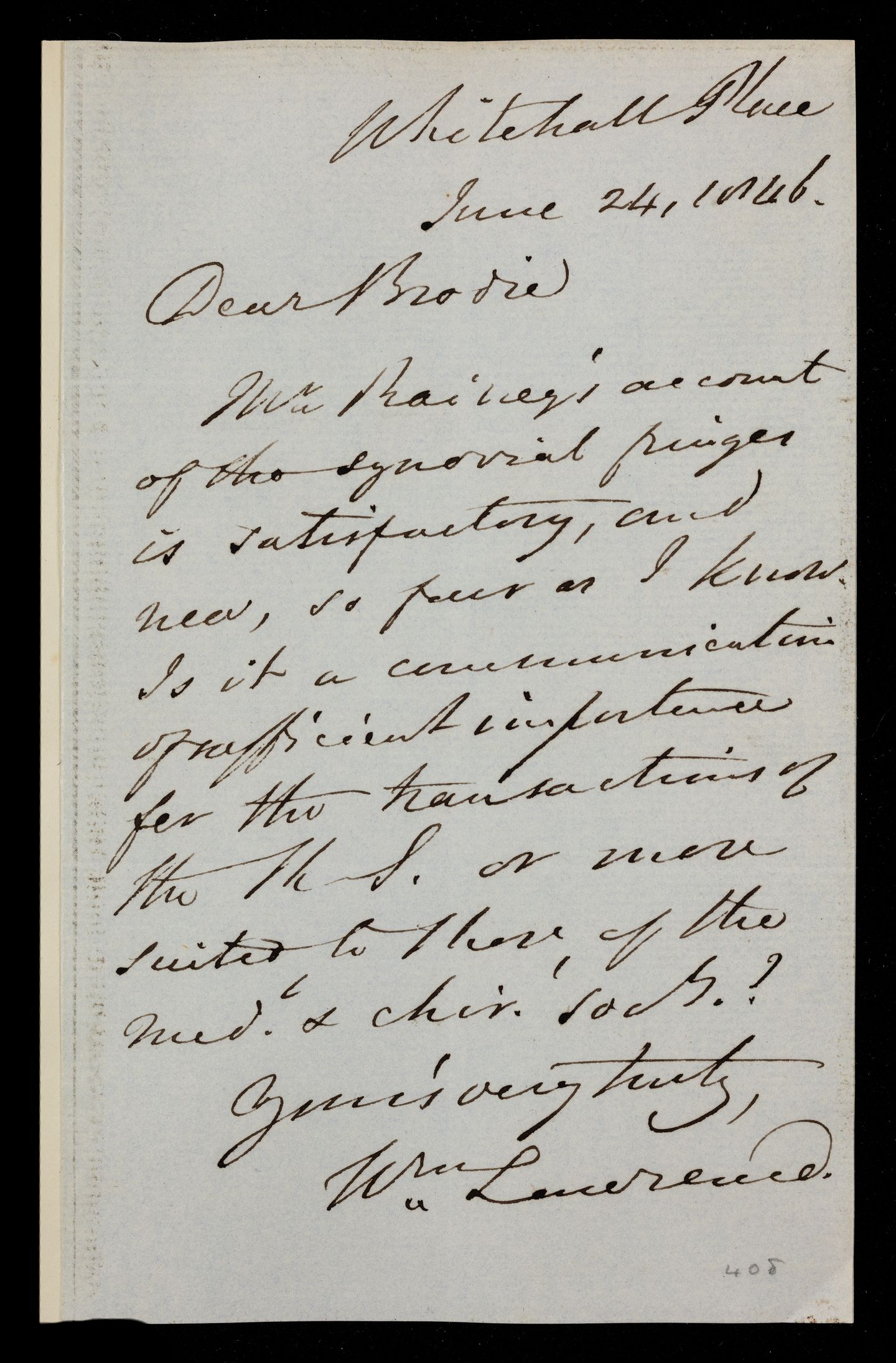 Referee's report by William Lawrence, on a paper 'On the anatomy and ...