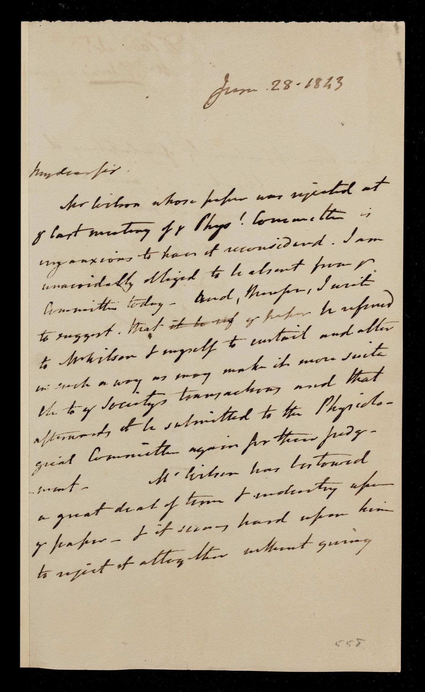 Letter from Robert Bentley Todd, on a paper 'Researches into the ...
