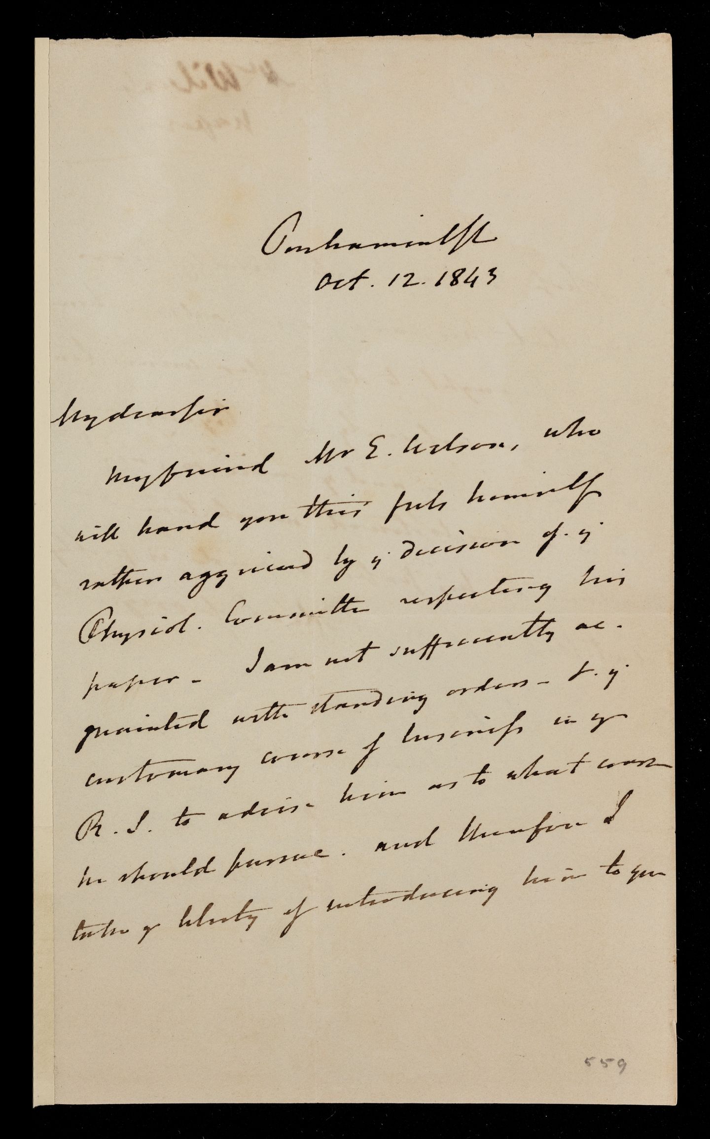 Letter from Robert Bentley Todd, on a paper 'Researches into the ...
