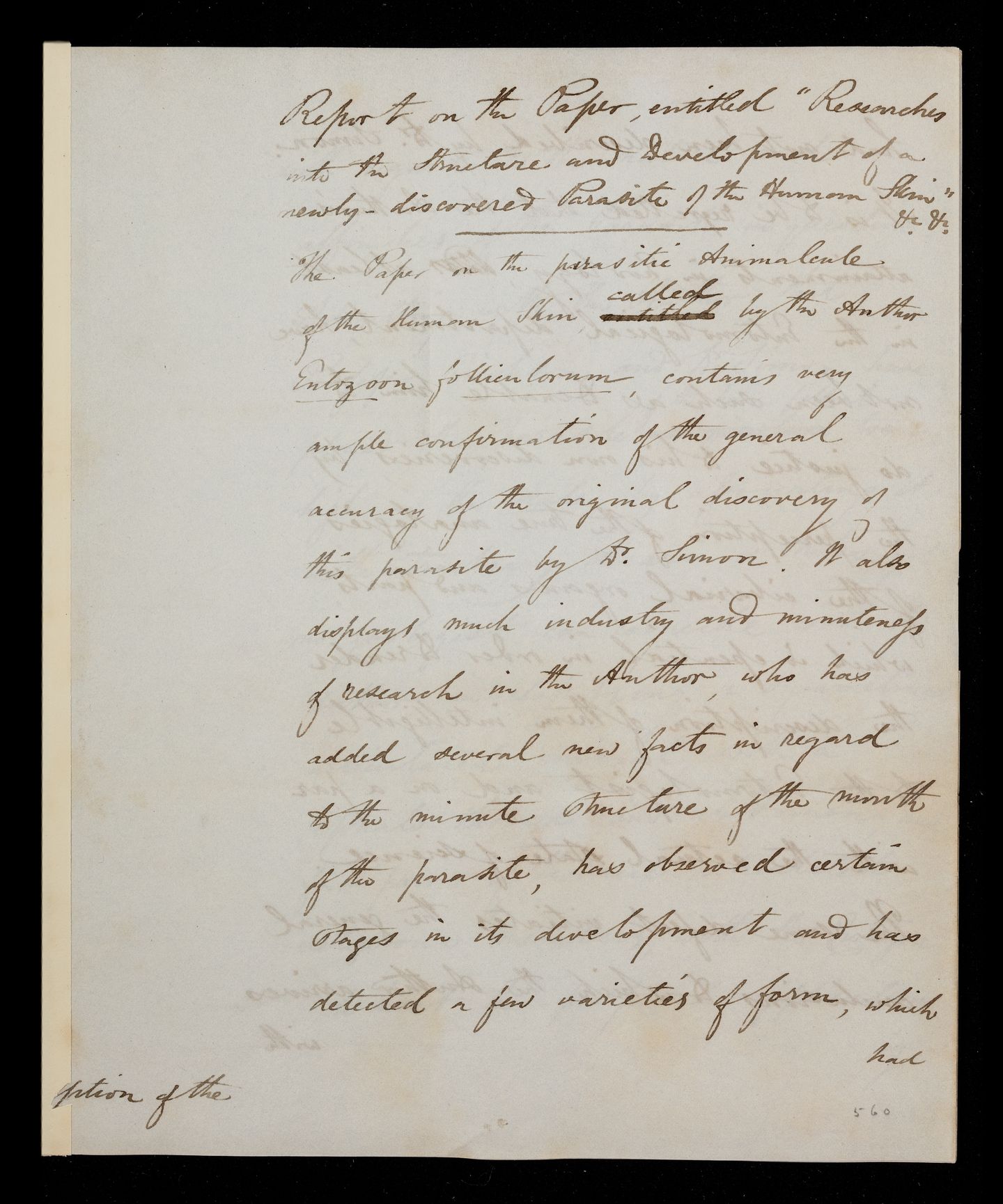 Referee's report by Richard Owen, on a paper 'Researches into the ...