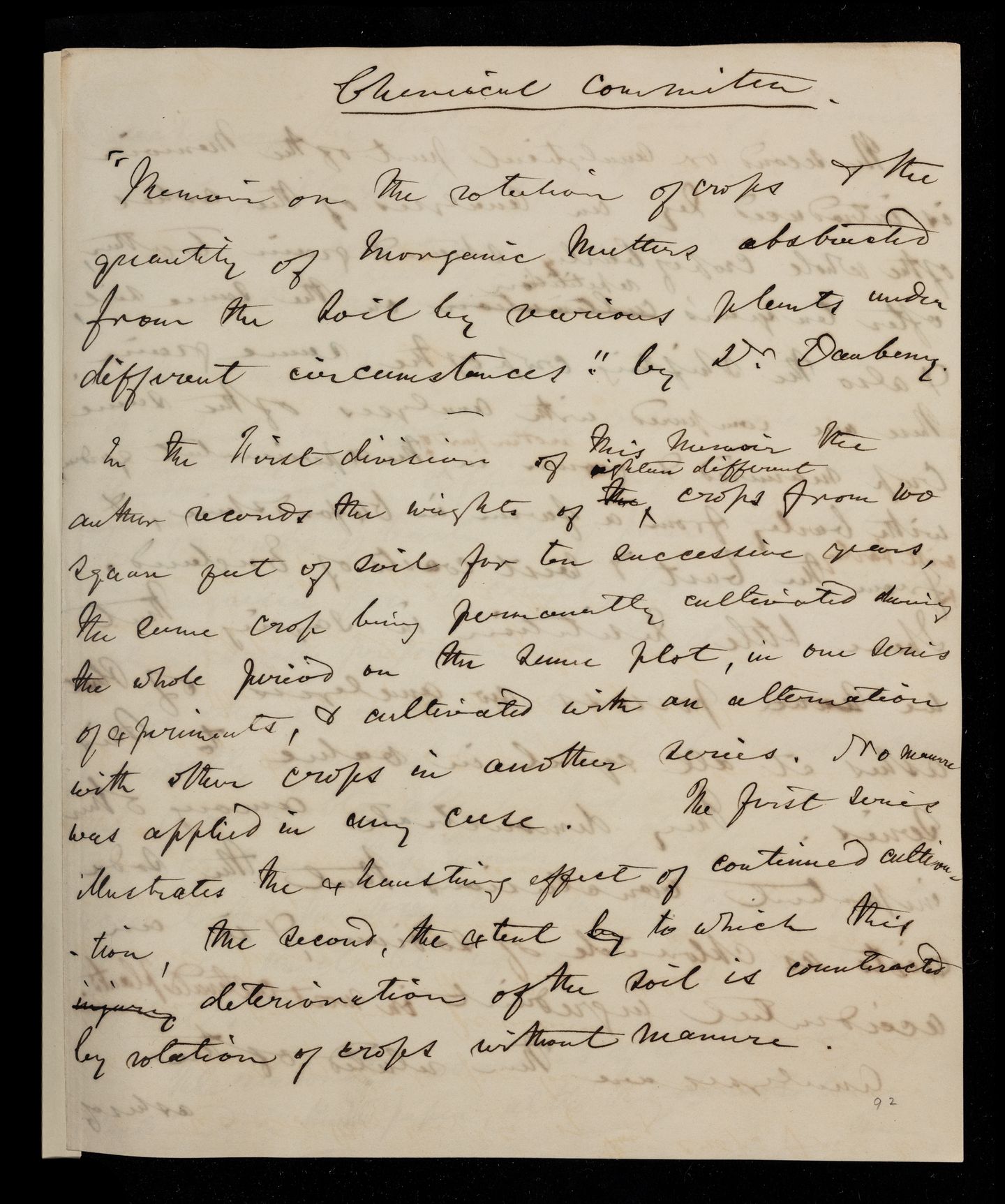 Referee's report by Thomas Graham, on a paper 'Memoir on the rotation ...