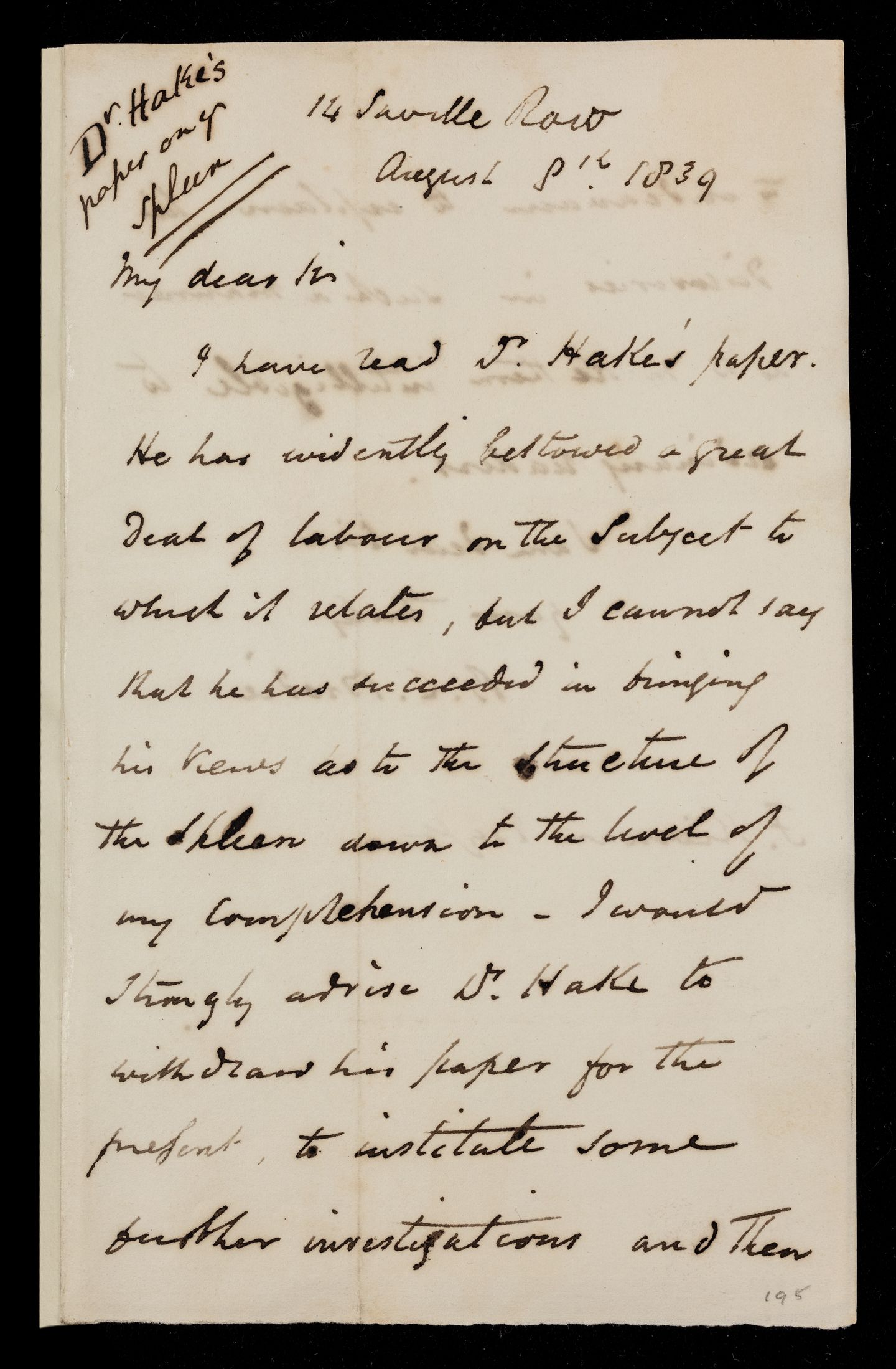 Referee's report by Benjamin Collins Brodie, on a paper 'On the ...