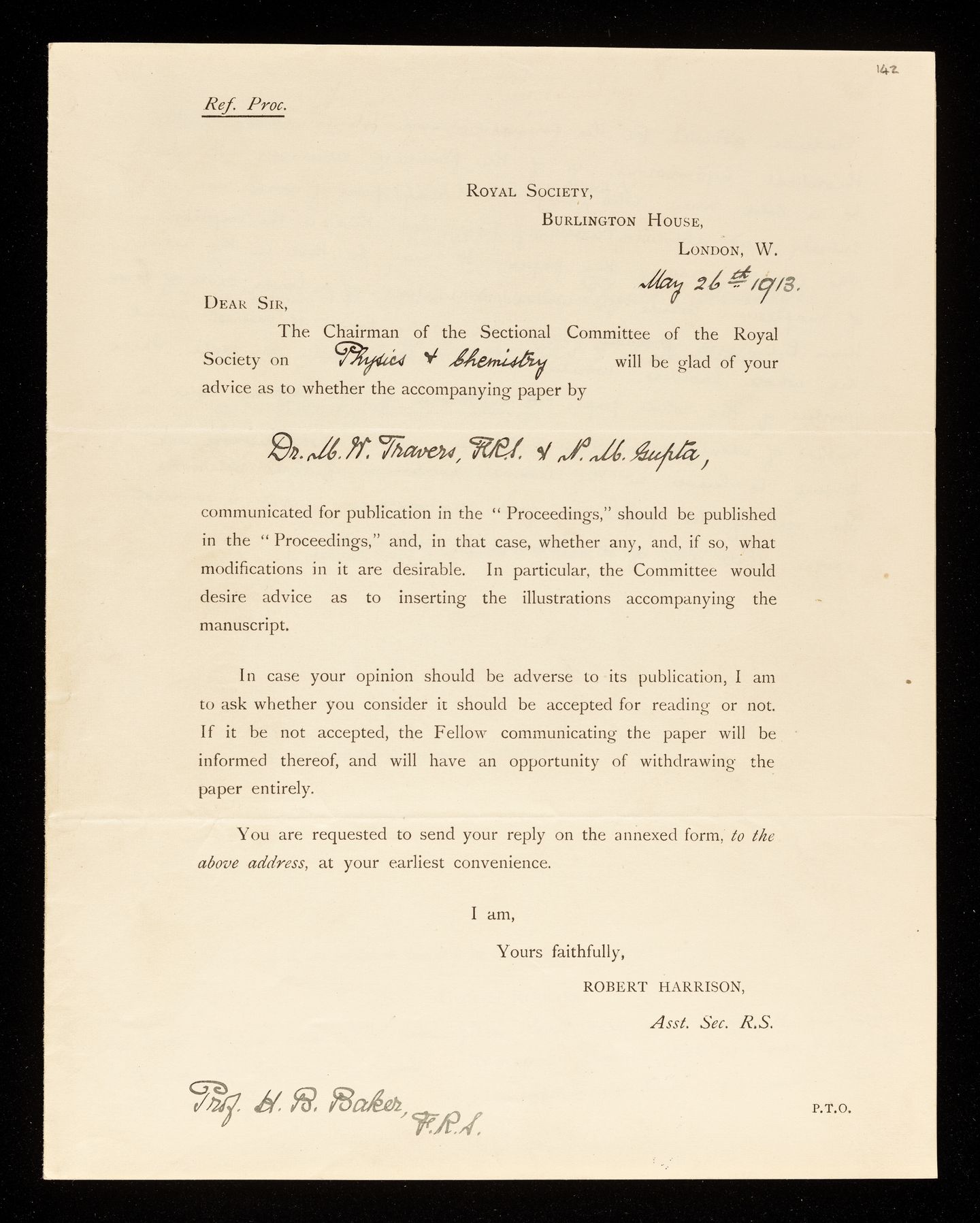 Referee's report by Herbert Brereton Baker, on a paper 'Borohydrates ...