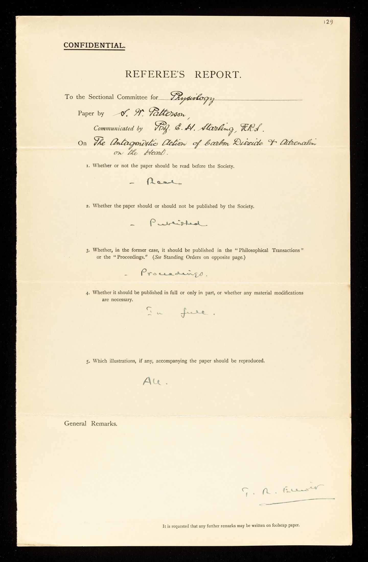 Referee's report by Thomas Renton Elliott, on a paper 'The antagonistic ...