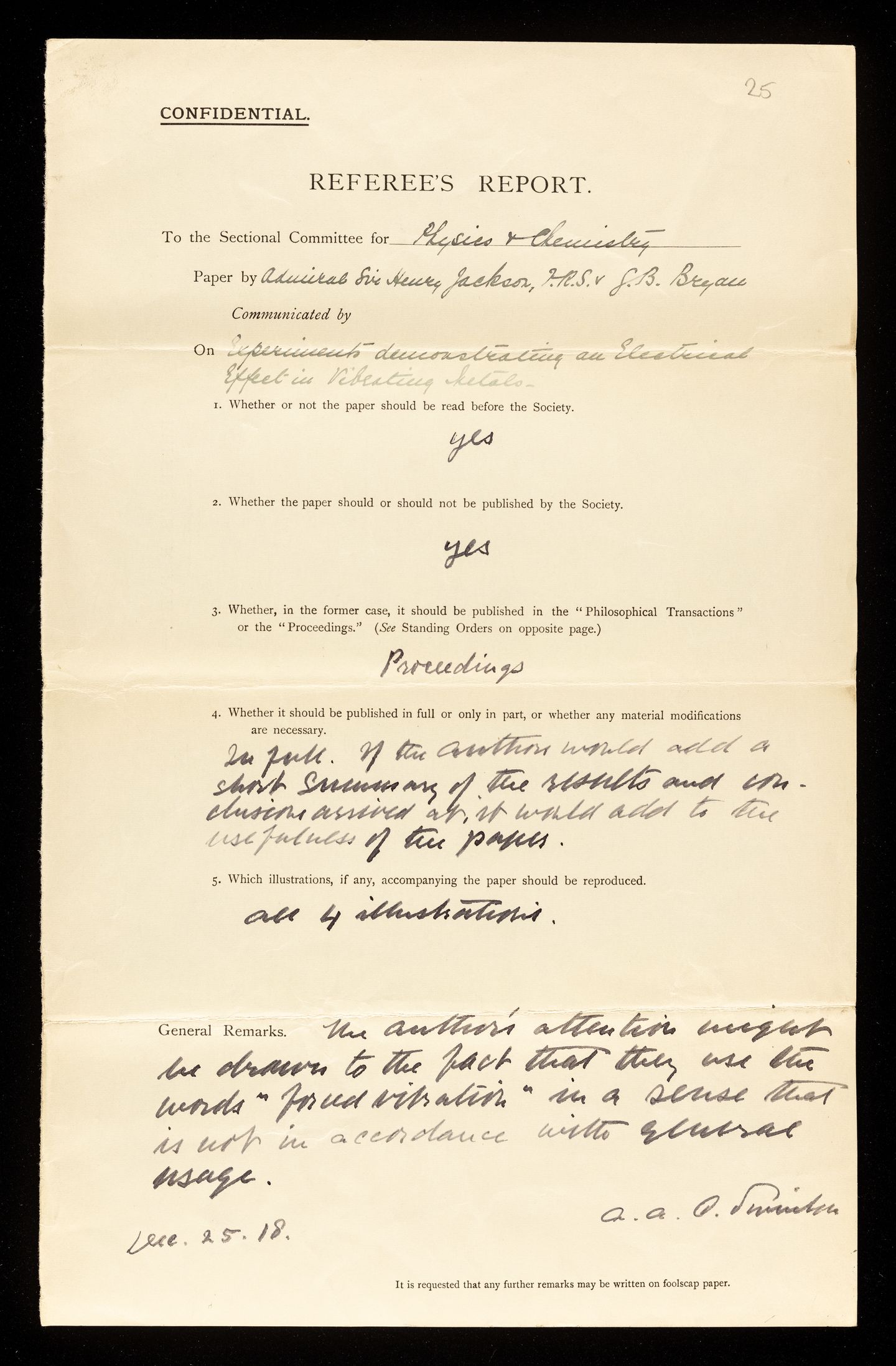 Referee's report by Alan Archibald Campbell Swinton, on a paper ...